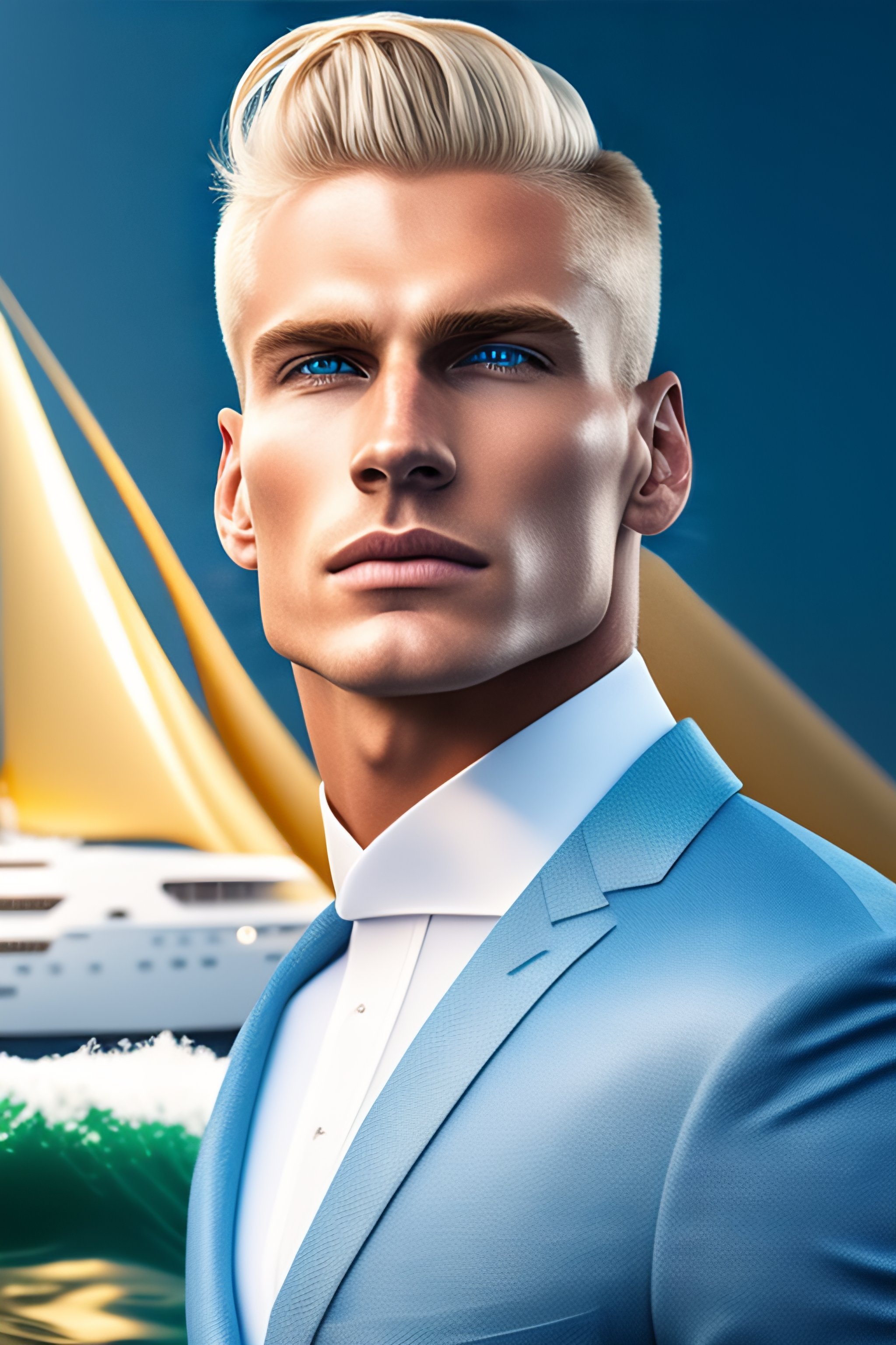 Lexica - A strong fit perfect clean-shaven Aryan man with short blonde ...