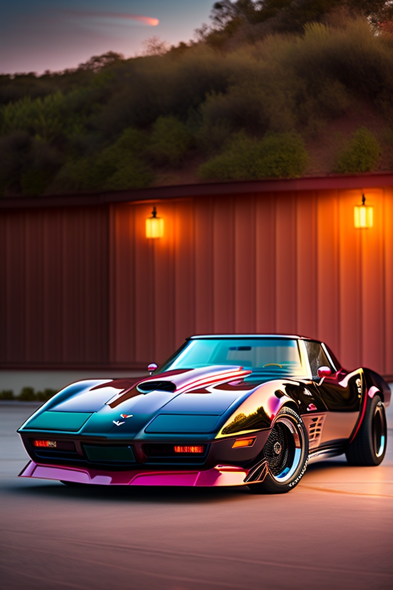 Lexica - 1982 corvette black rose paint, cyberpunk