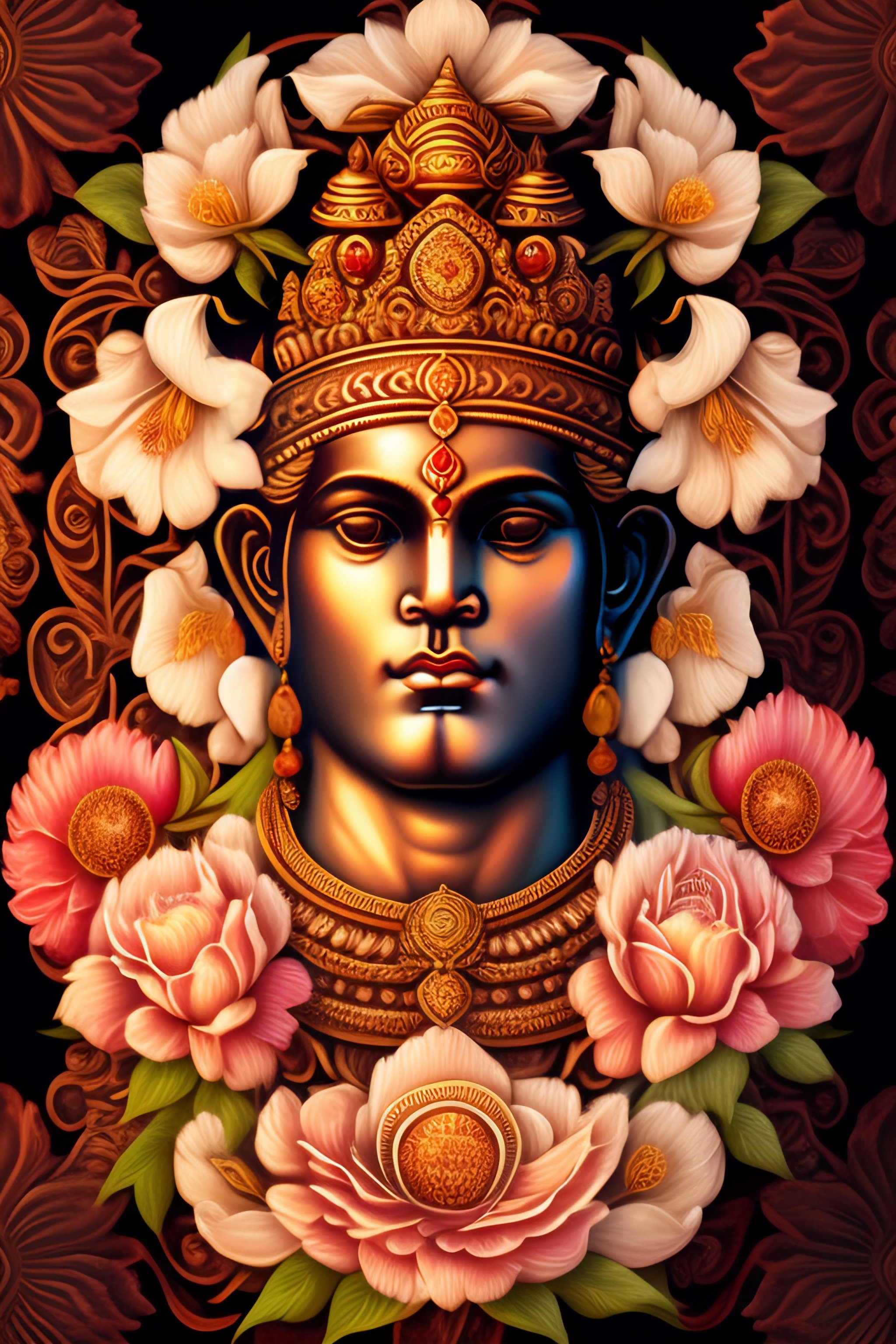 Lexica - Lord Hanuman with classical floral elements emanating from ...