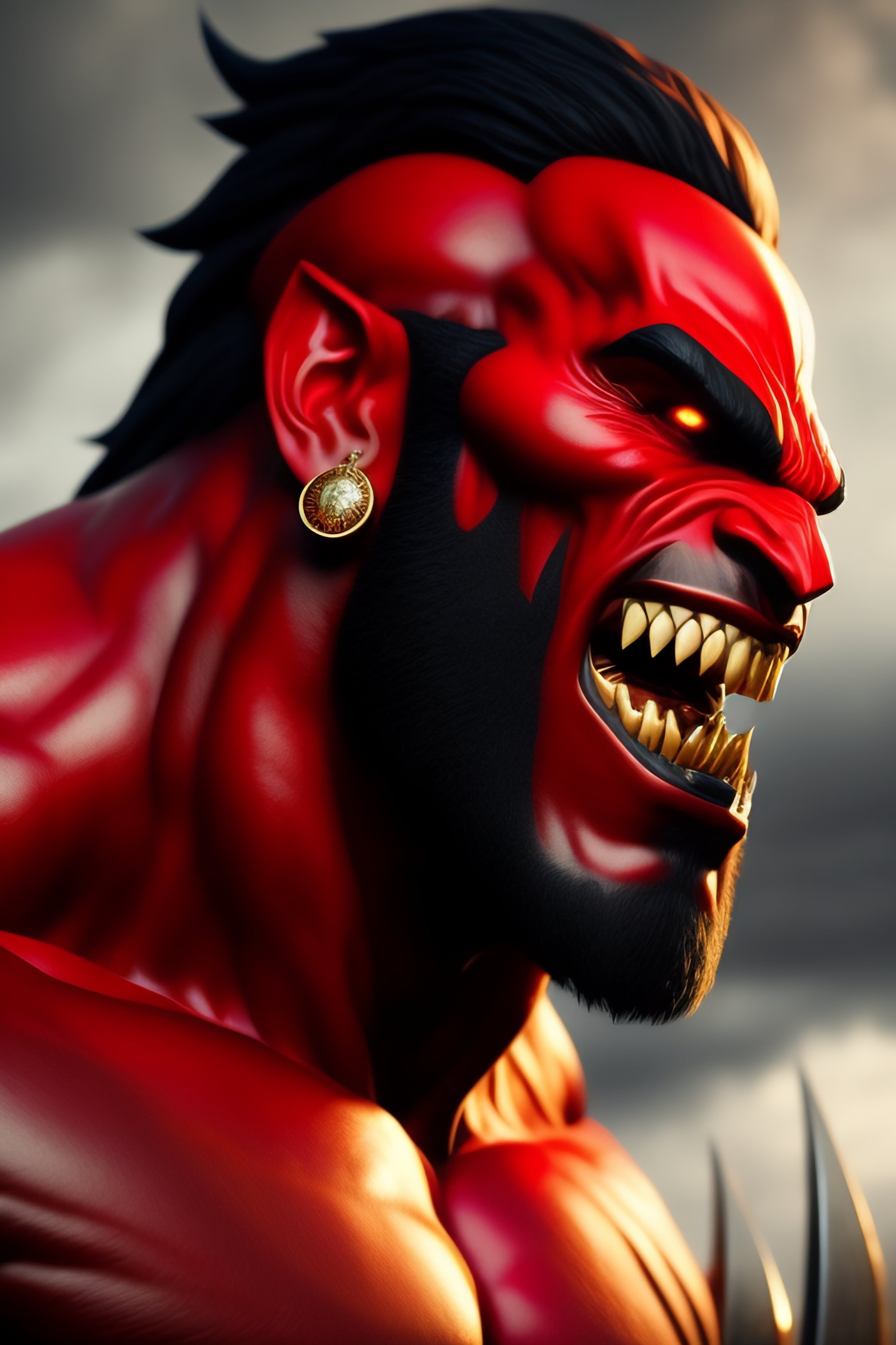 Lexica - A huge man with red orc fangs