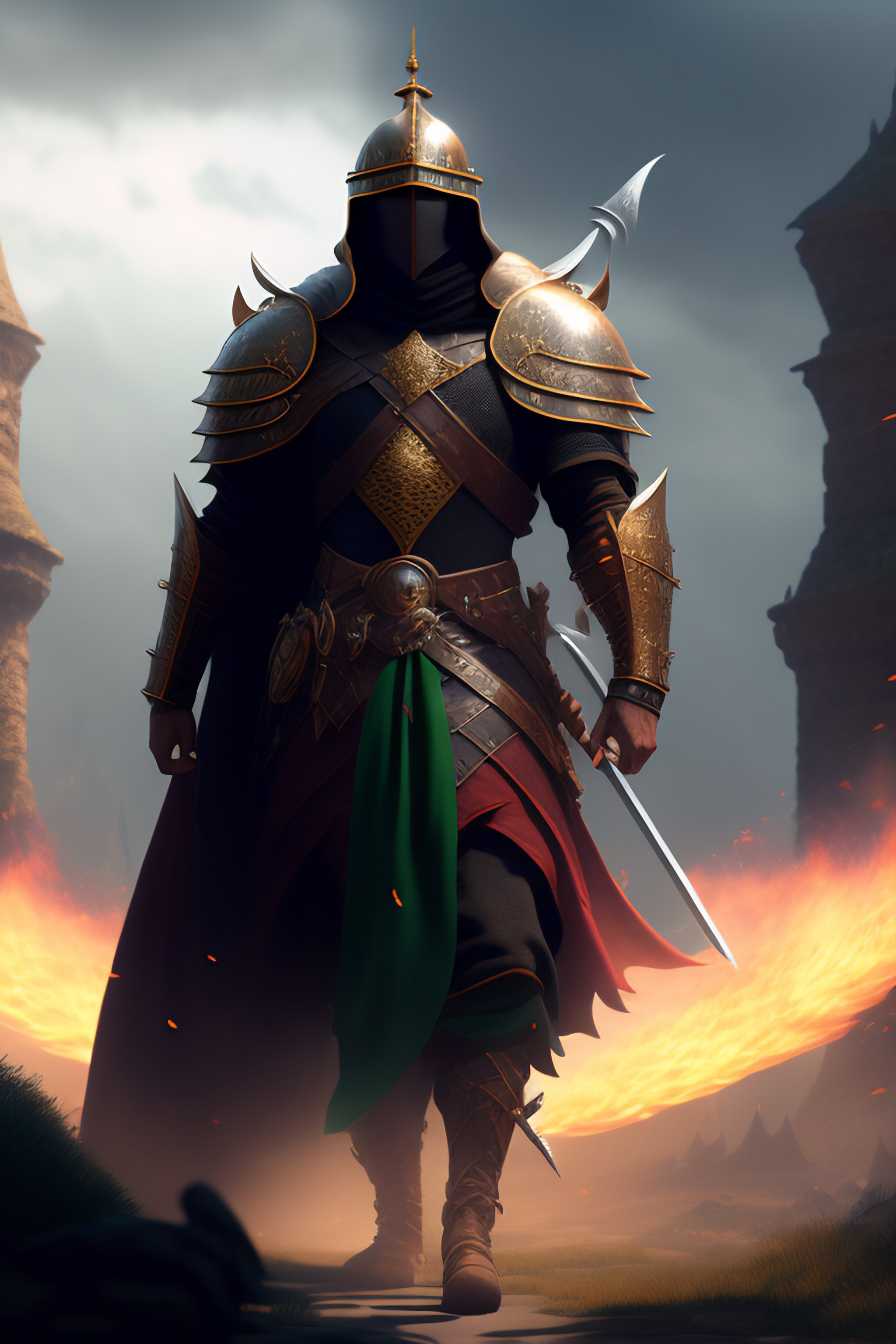 Lexica - Medieval knight with contemporary art shield defending himself ...