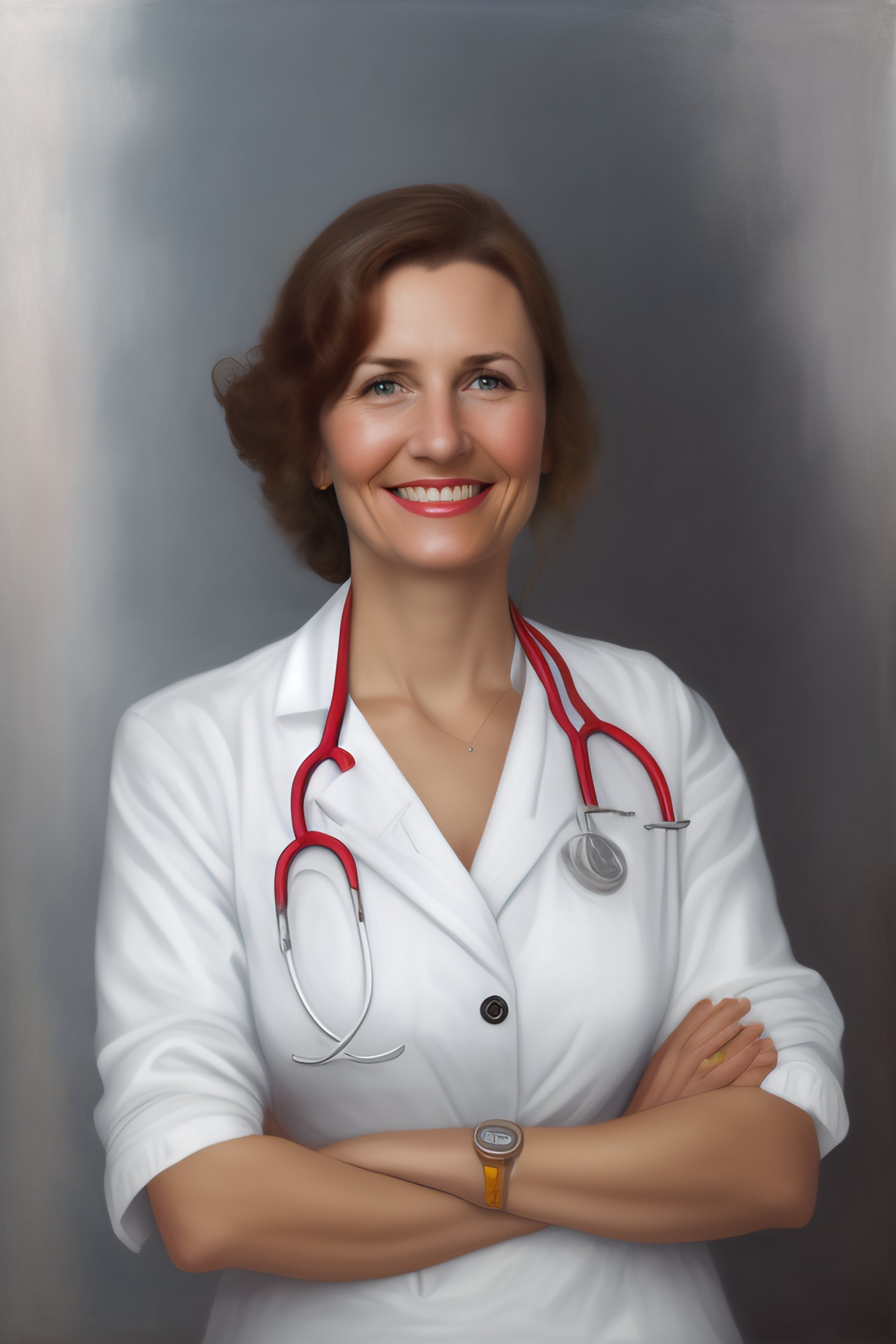 Lexica - Happy Ukrainian woman doctor on white background