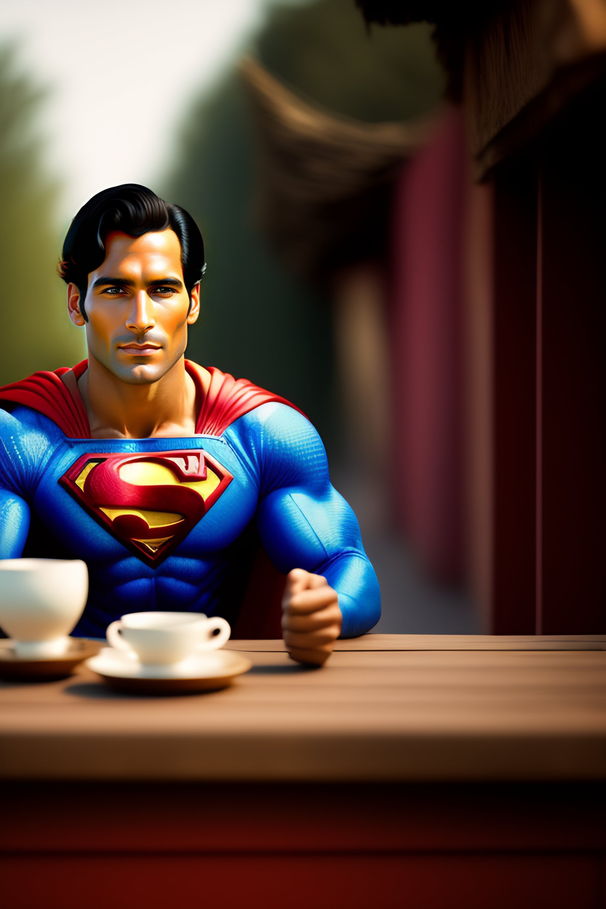 Lexica - Portrait of a superman drinking tea in Indian village