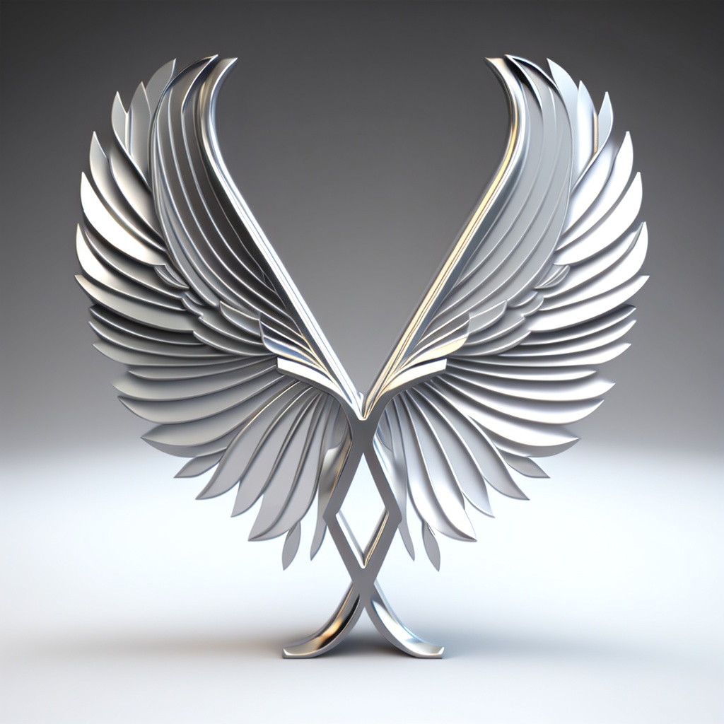Lexica - Metal symmetrical angel wings in white background , right side ...