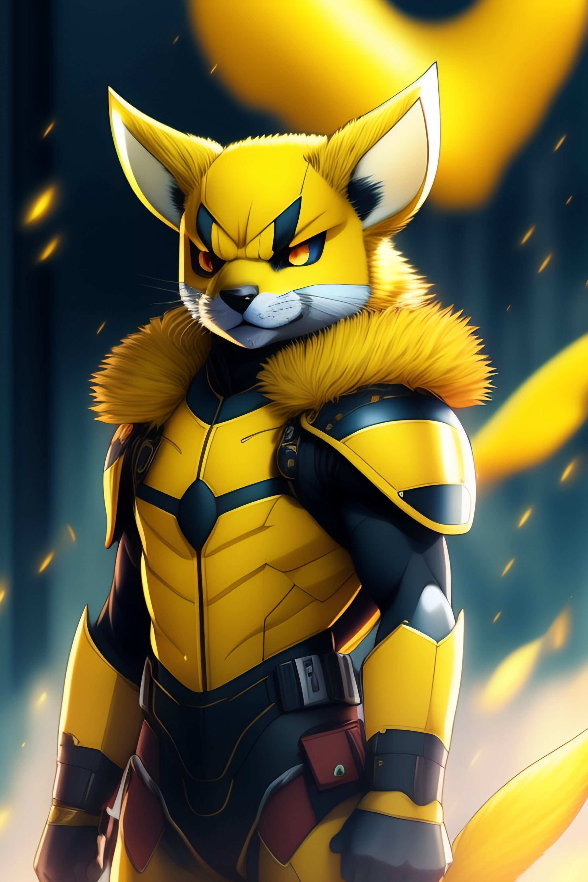 Lexica - Anime illustration of a yellow wolverine like pokemon