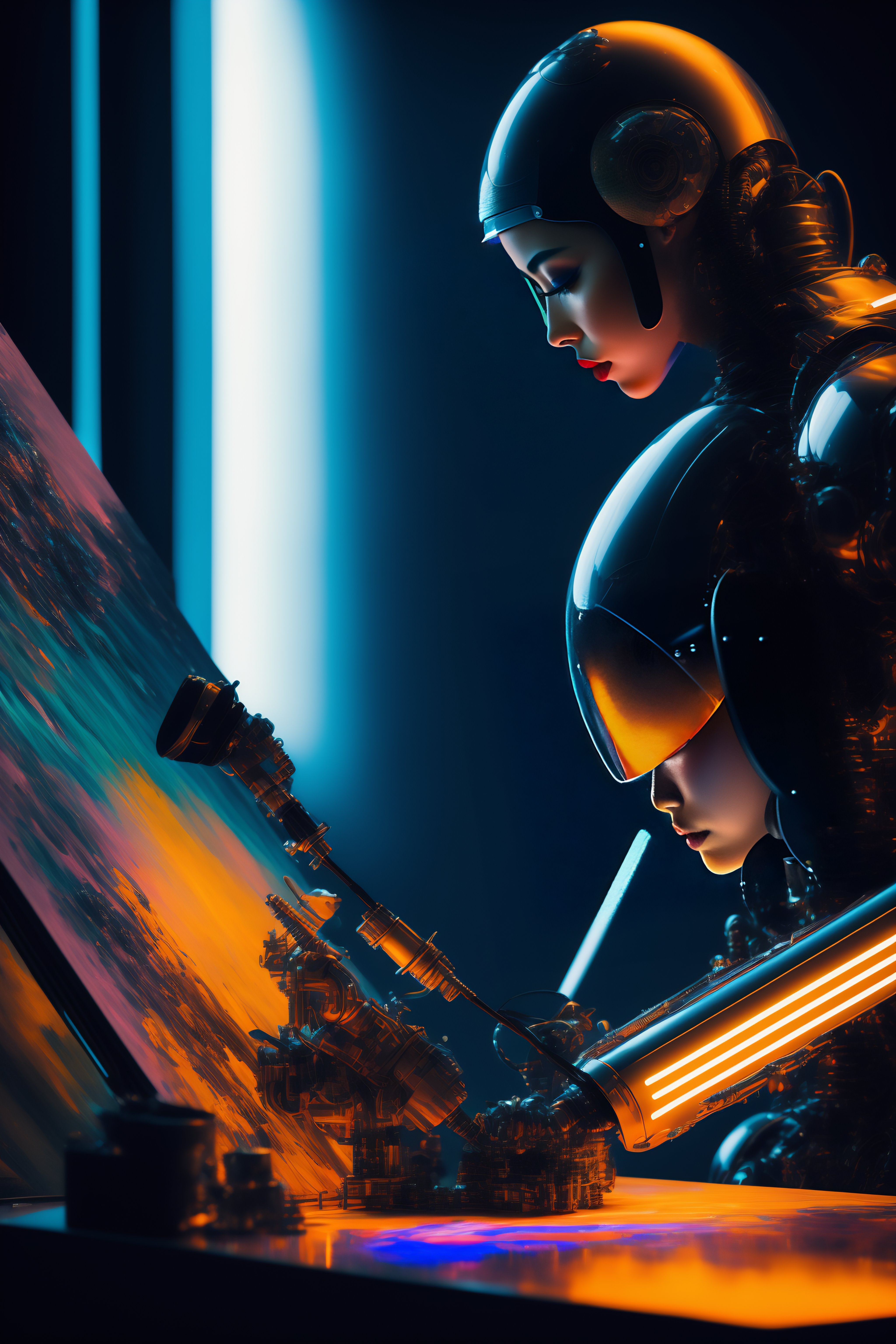 Lexica - Photo of futuristic futuristic cyborg - robot - painter ...