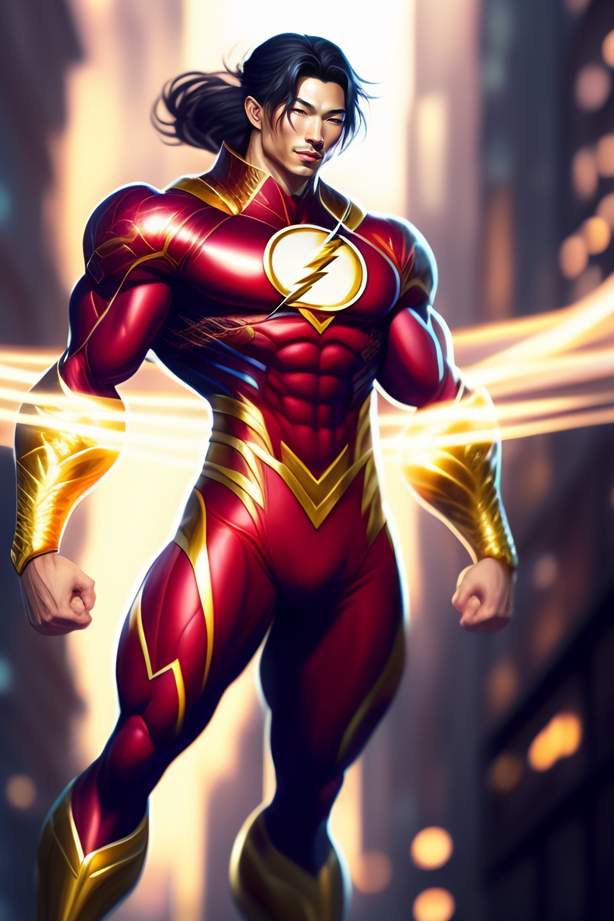 Lexica - Full body potrait of ezra miller as super muscular flash anime ...
