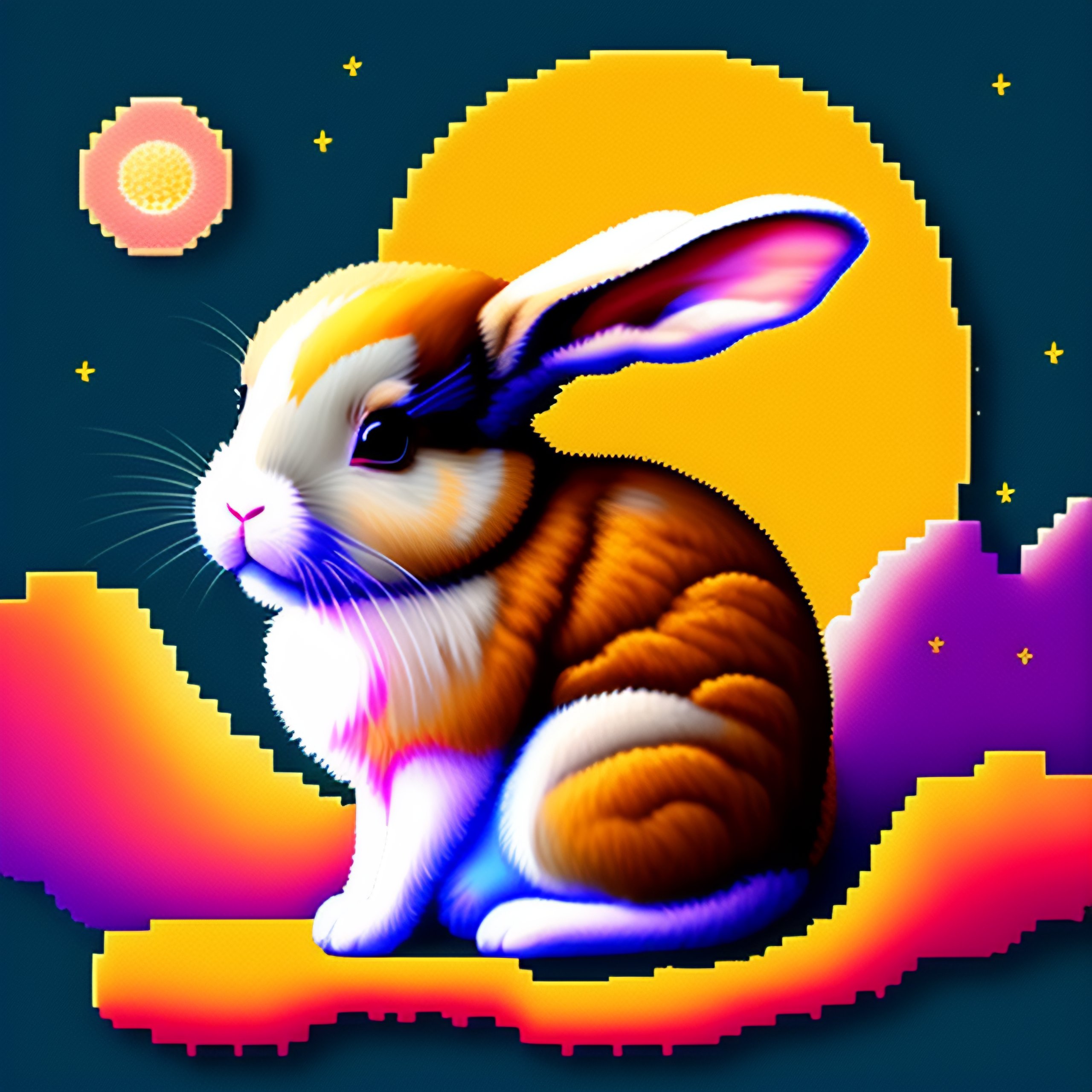 Lexica - Pixel art bunny looking at the moon, back turned, chinese new year