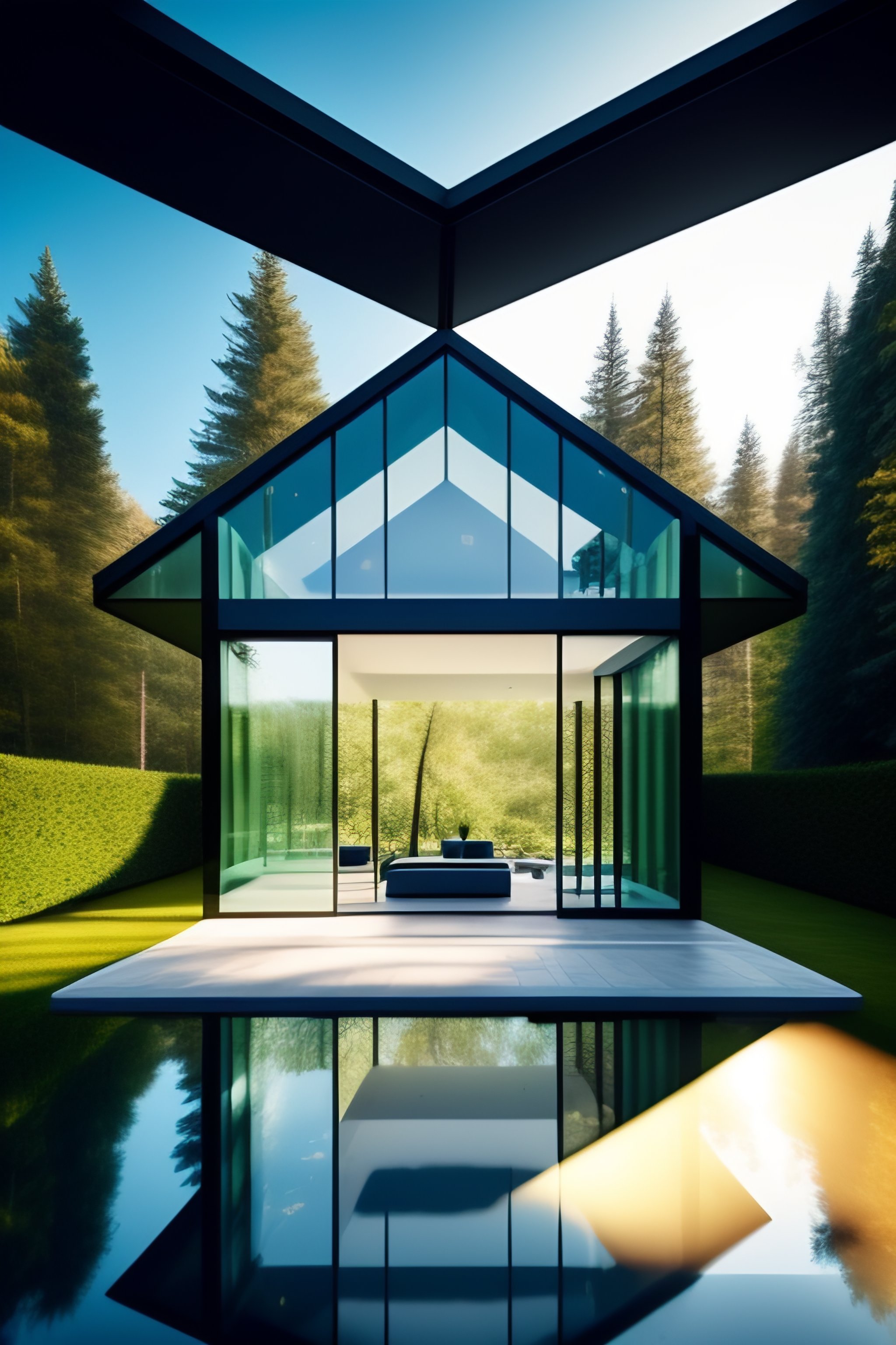 Lexica - A house made entirely of glass. glass furniture, glass walls ...