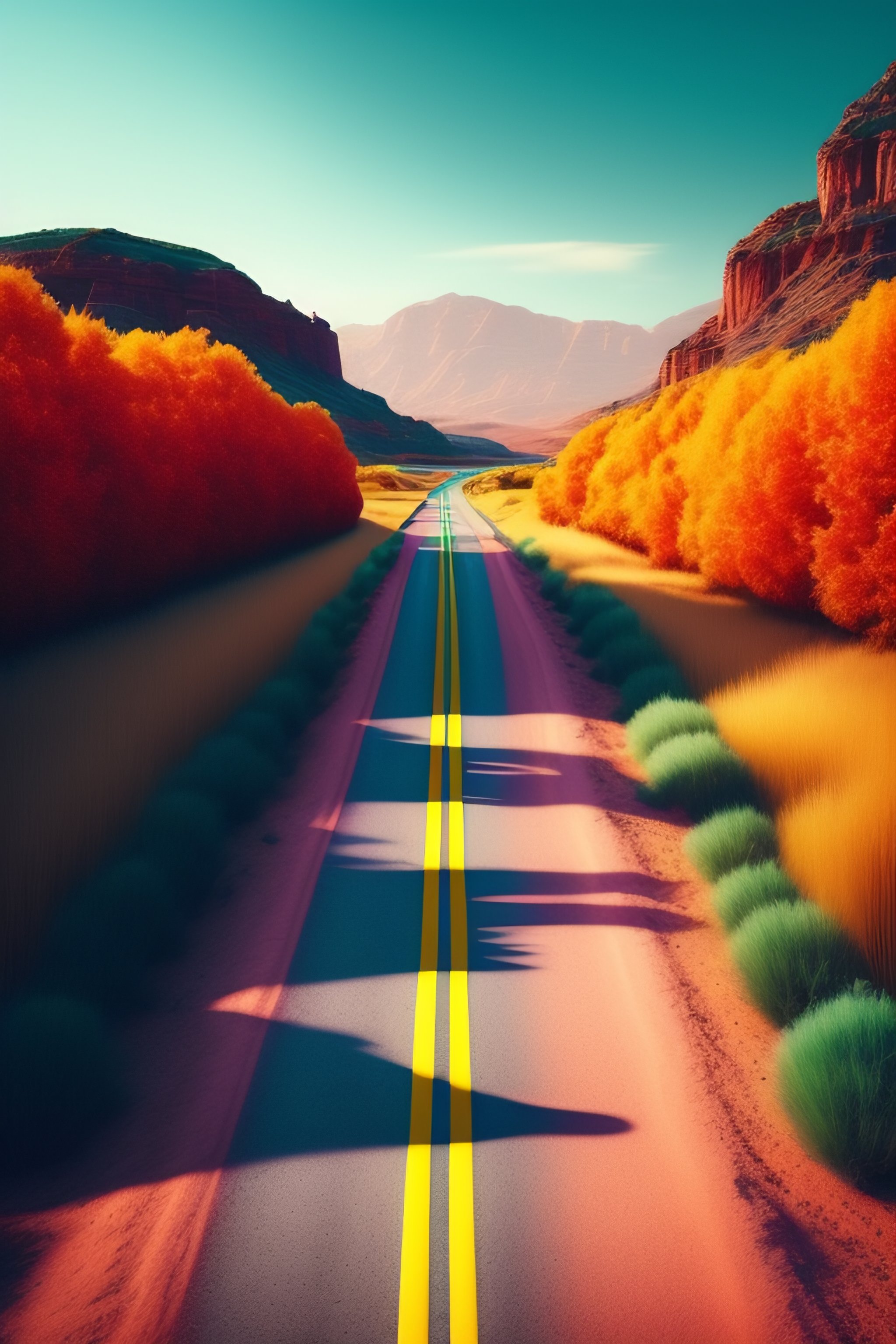 Lexica - A cute road. Wes Anderson inspiration colors