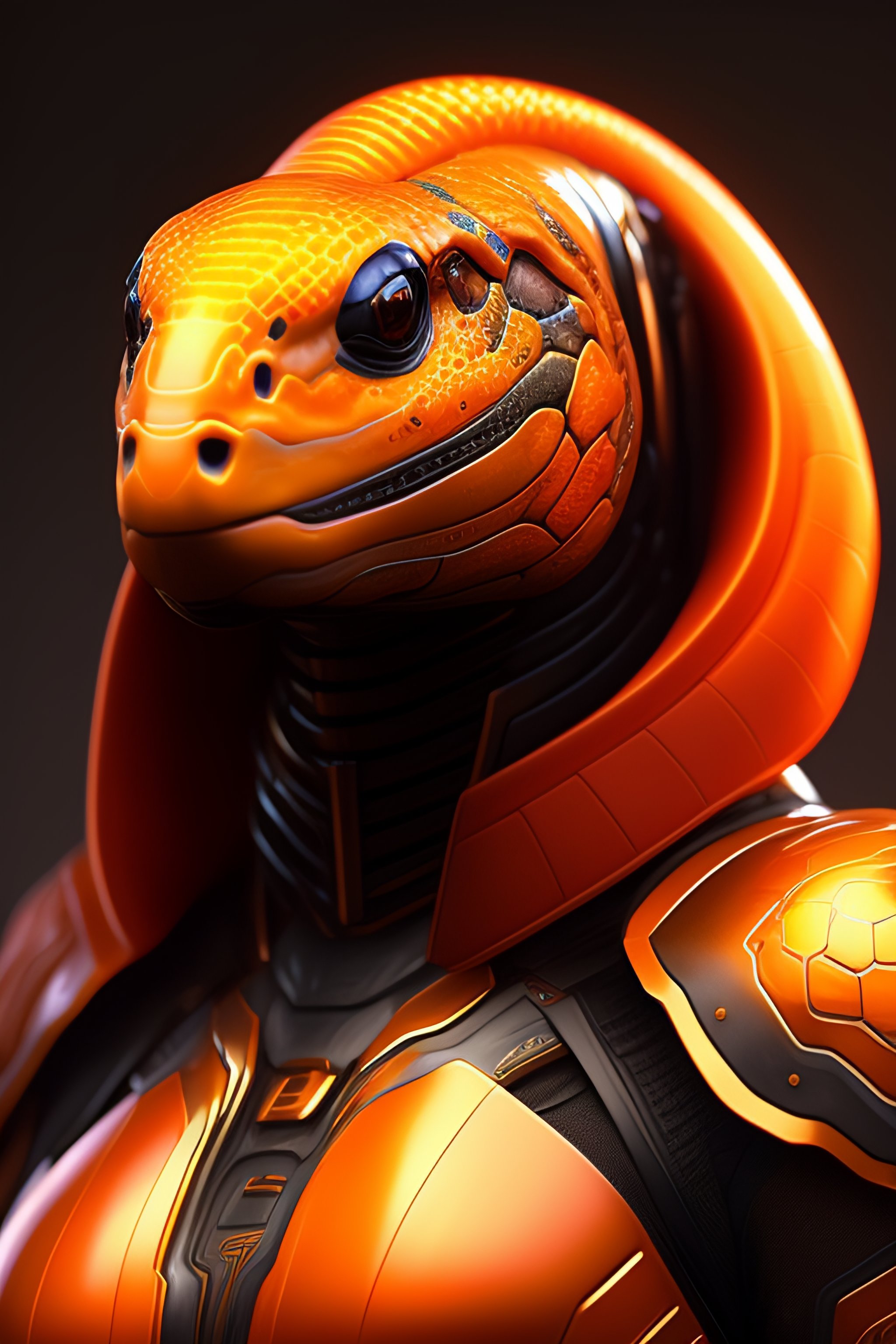 Lexica - Portrait of a cybernetic orange snake a spiritual full body ...