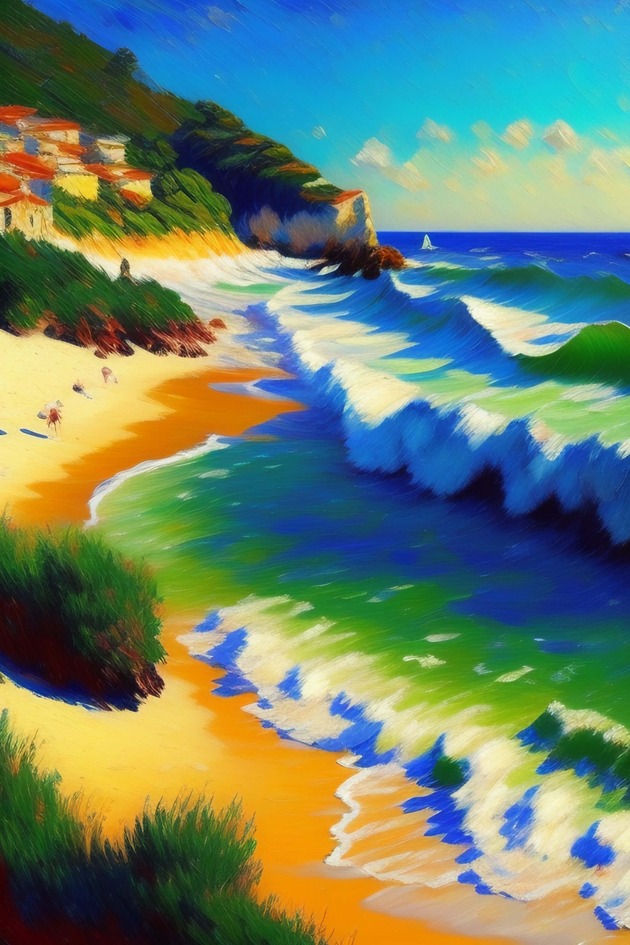 Lexica - Beautiful Italian beach scene painted by Monet and Van Gogh ...