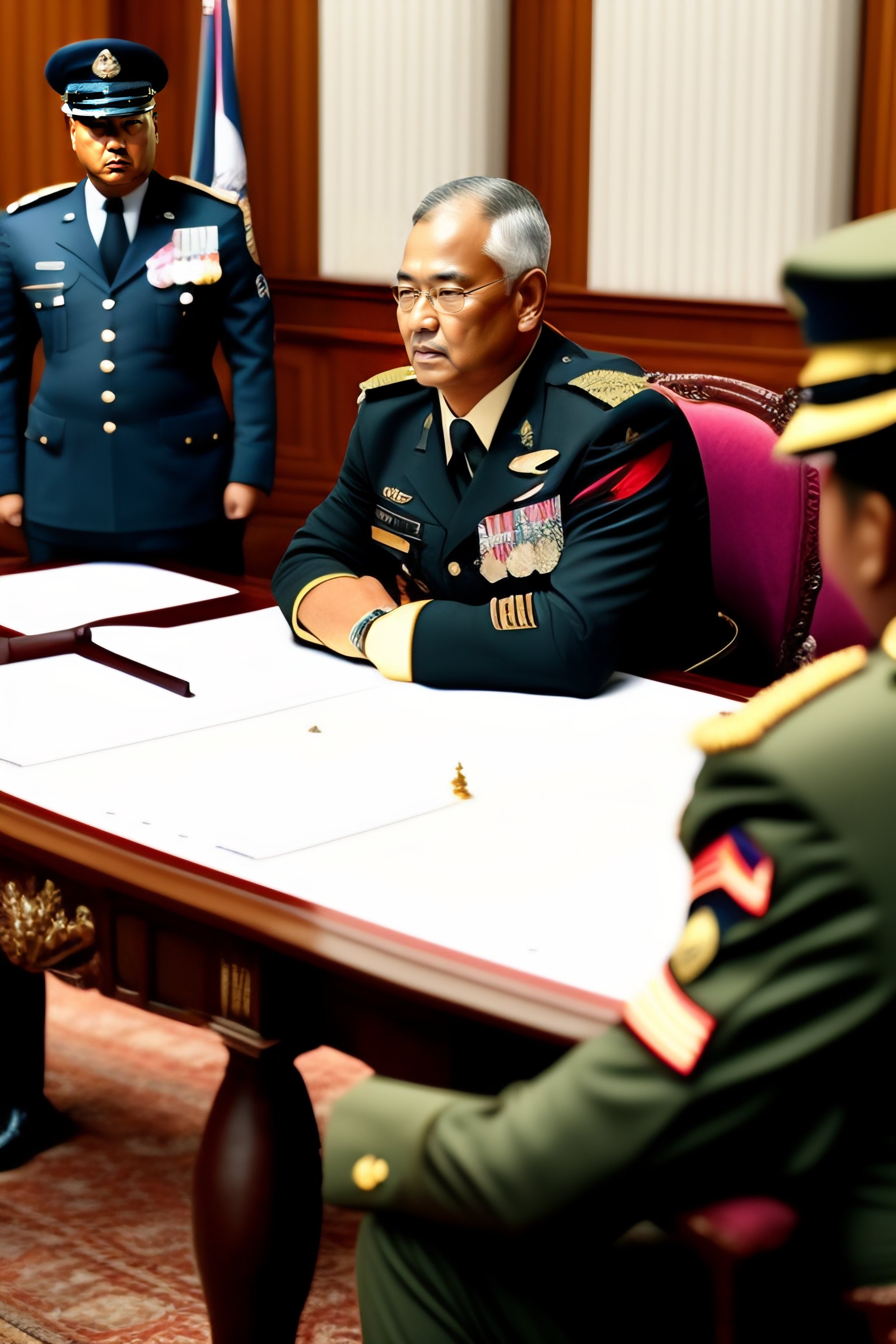 Lexica - A commander of a army sitting on a chair making decisions on a ...