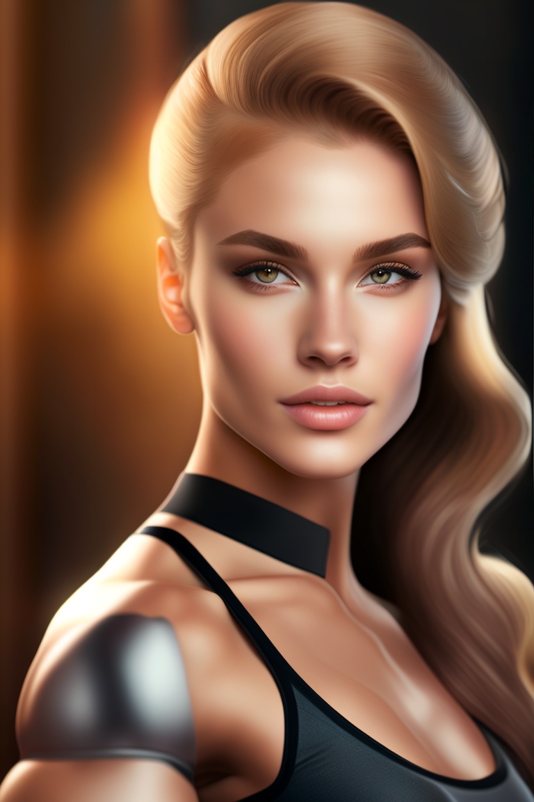 Lexica - A blonde with brown hair roots tall, girl with medium-fair ...