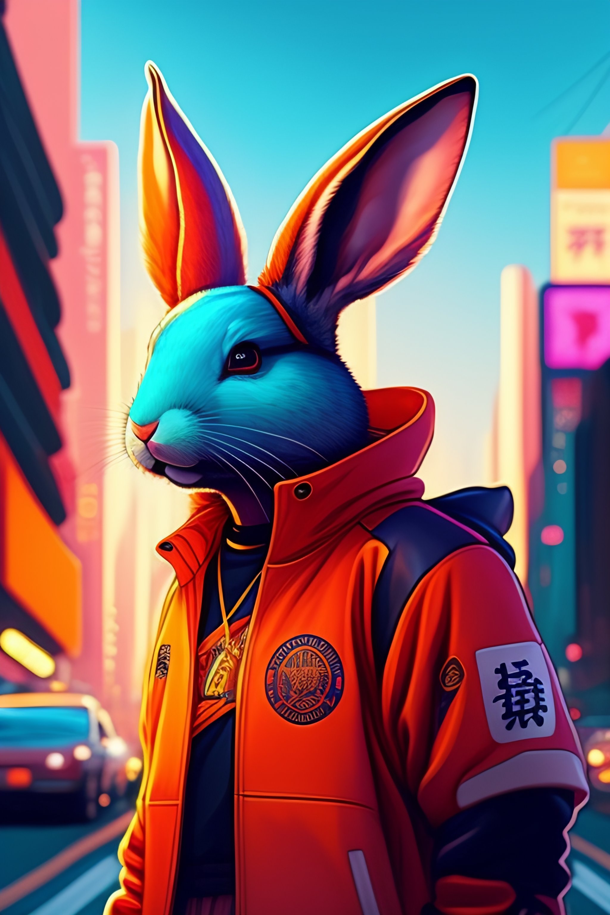 Lexica - Photo of fusion of a RABBIT moster in city streets , style of ...