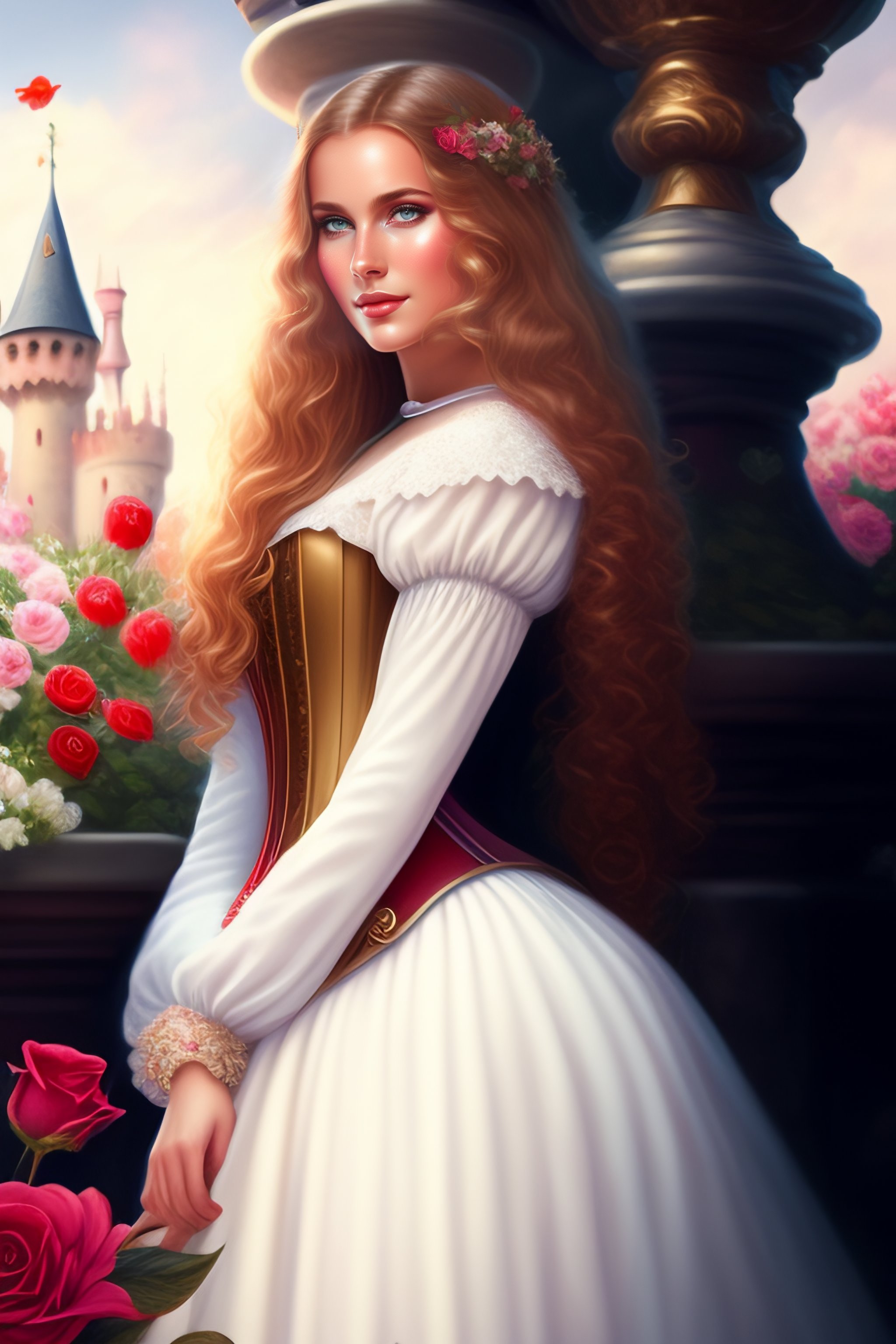 Lexica - White attractive young girl, medieval dress with corset ...