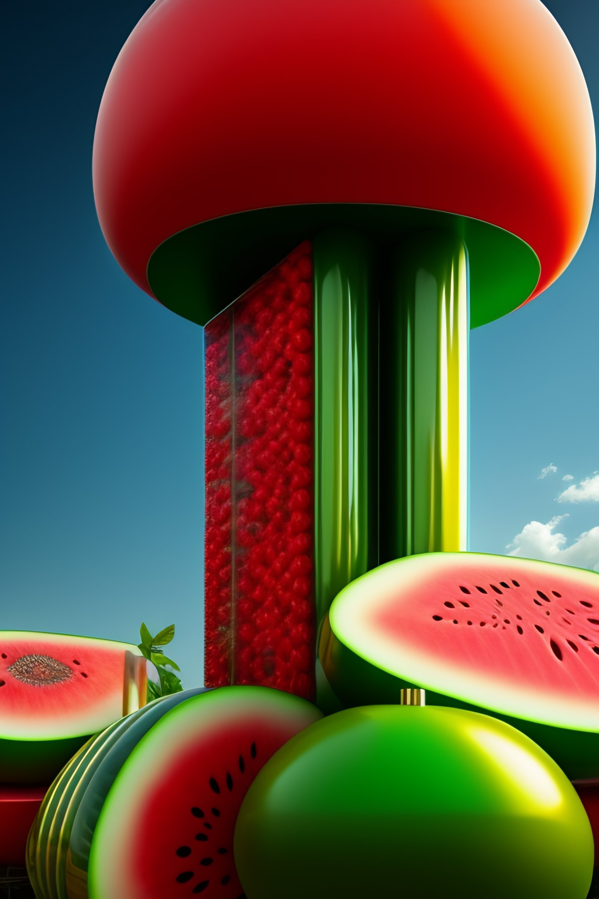 Lexica - Futuristic machine that turns watermelons into energy