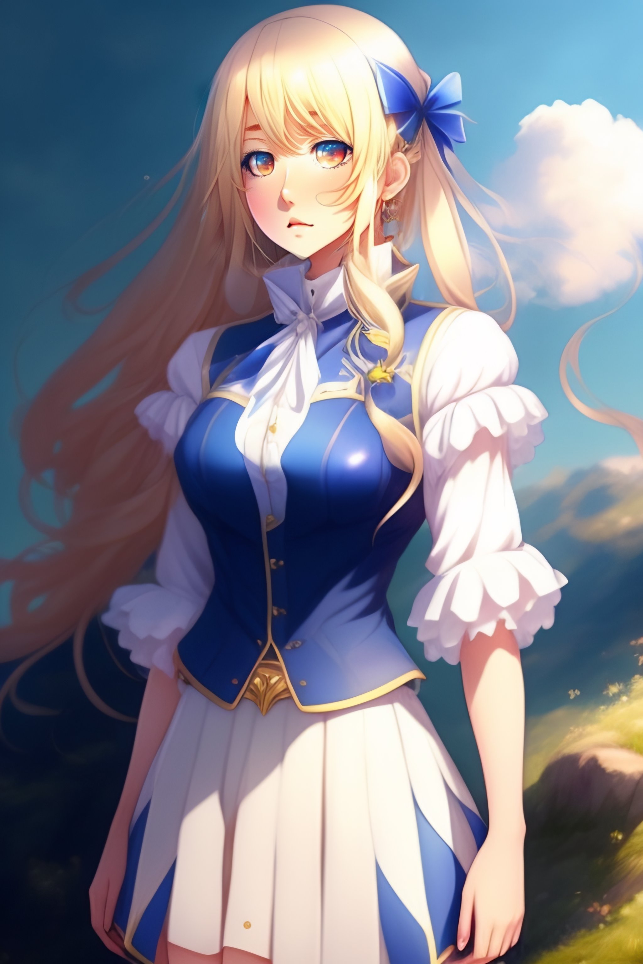 Lexica - FGO anime girl Blond, long hair, blue eyes and a pretty smile ...