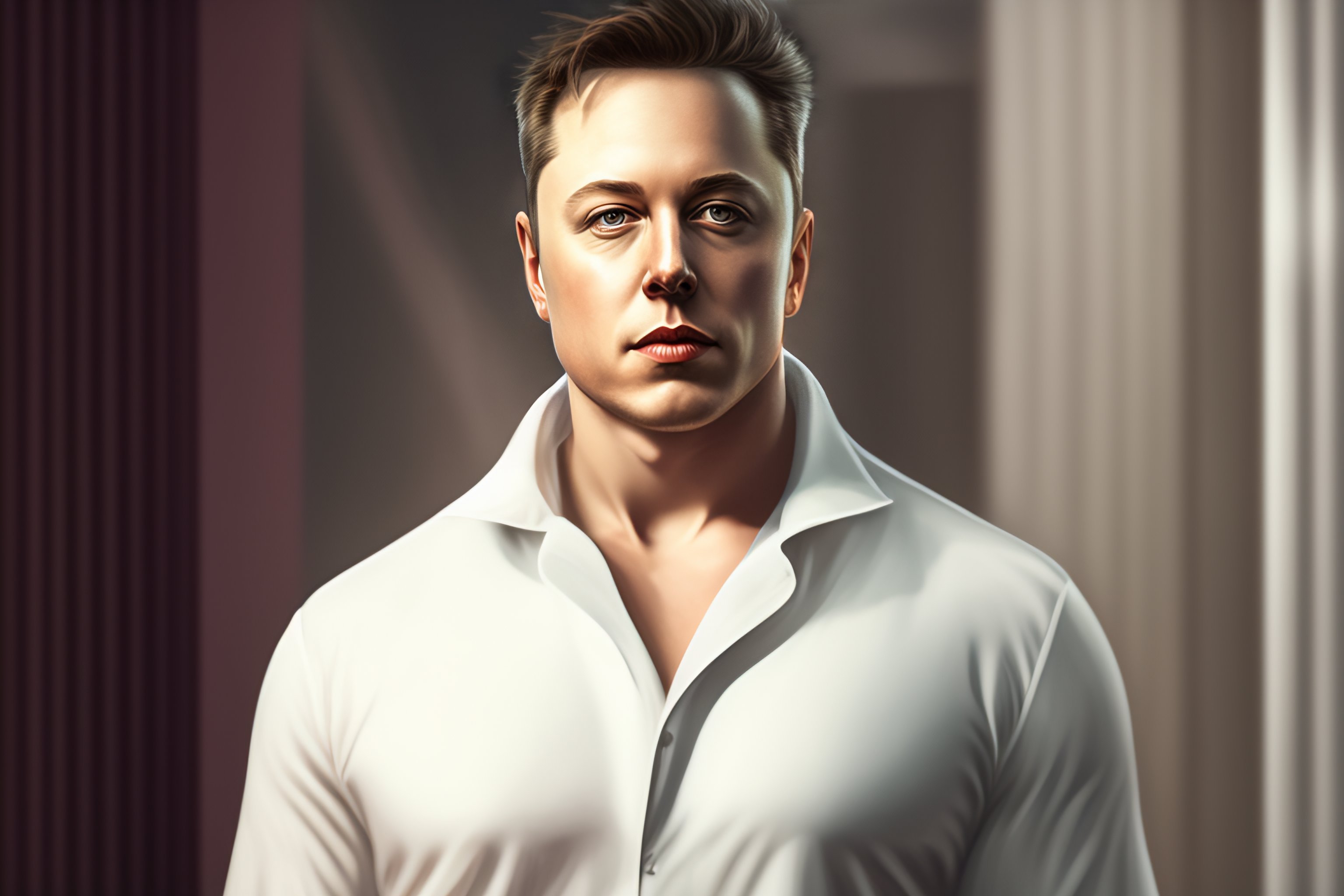 Lexica - A full-body portrait of a blonde Elon Musk wearing white ...