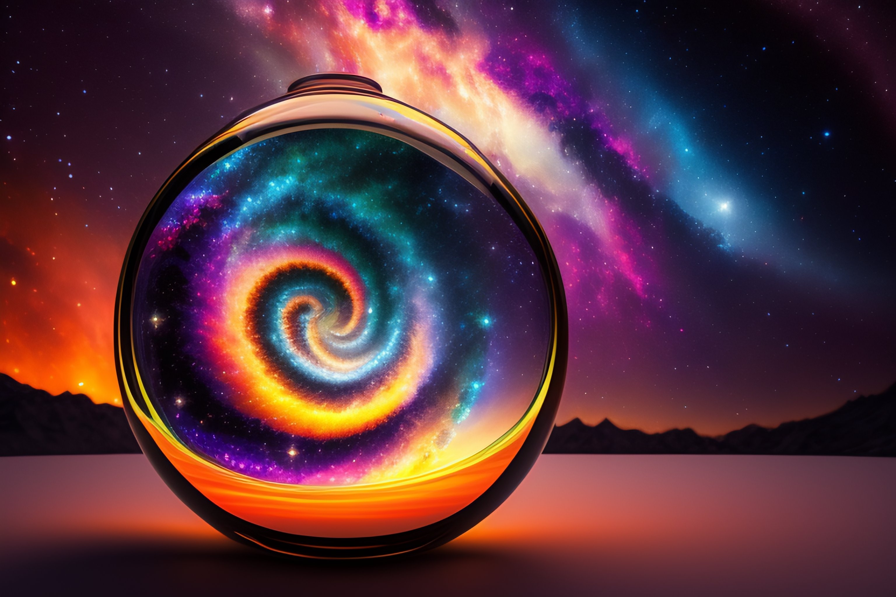 Lexica - Intricate spiral galaxy, inside a glass bottle. intricately ...