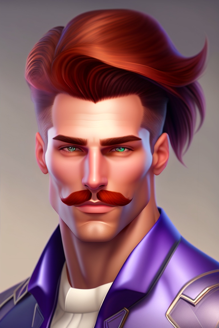 Lexica - A tall, tan man with deep red hair. His hairstlye is an messy ...