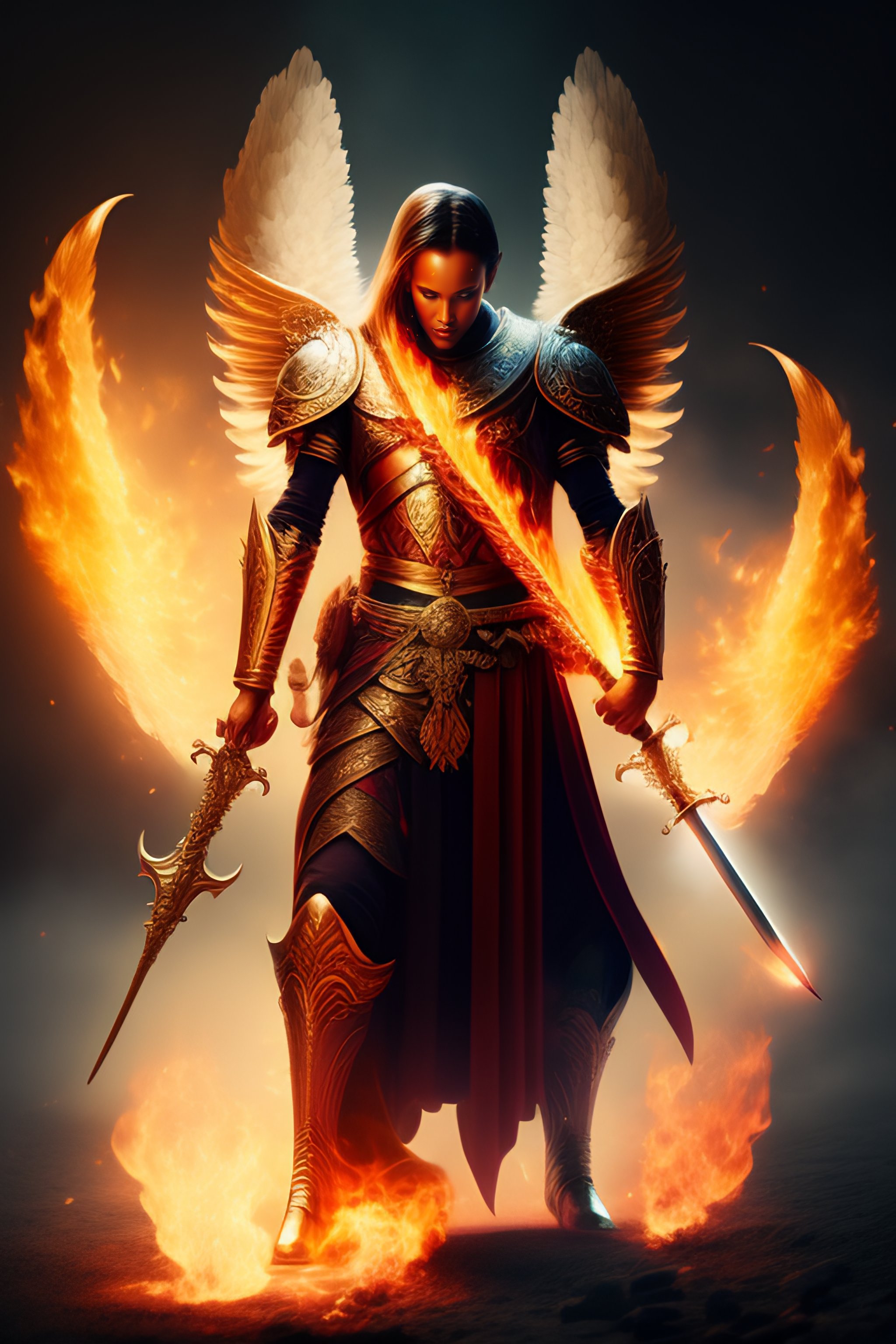 Lexica - An angel wielding a sword made of fire