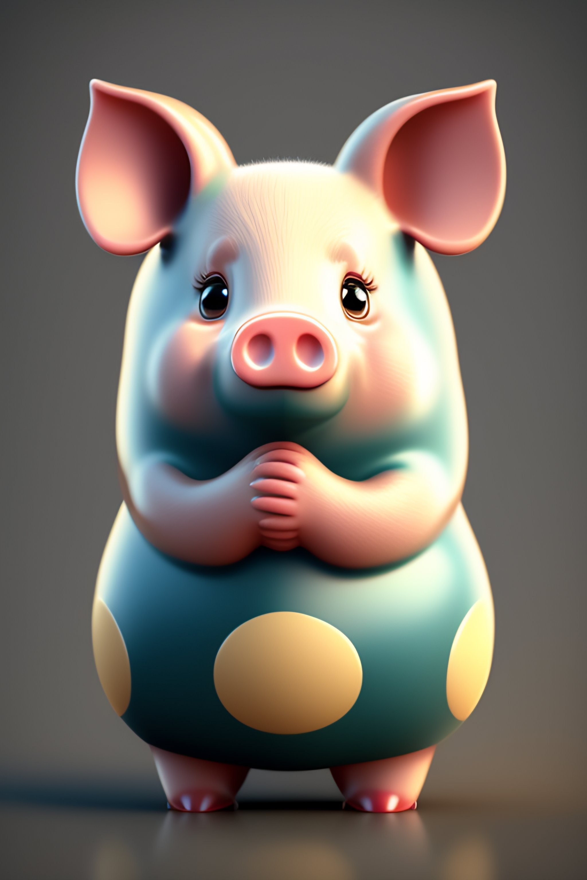 Lexica - Sad cute pig cartoon character in old Disney style in 2d
