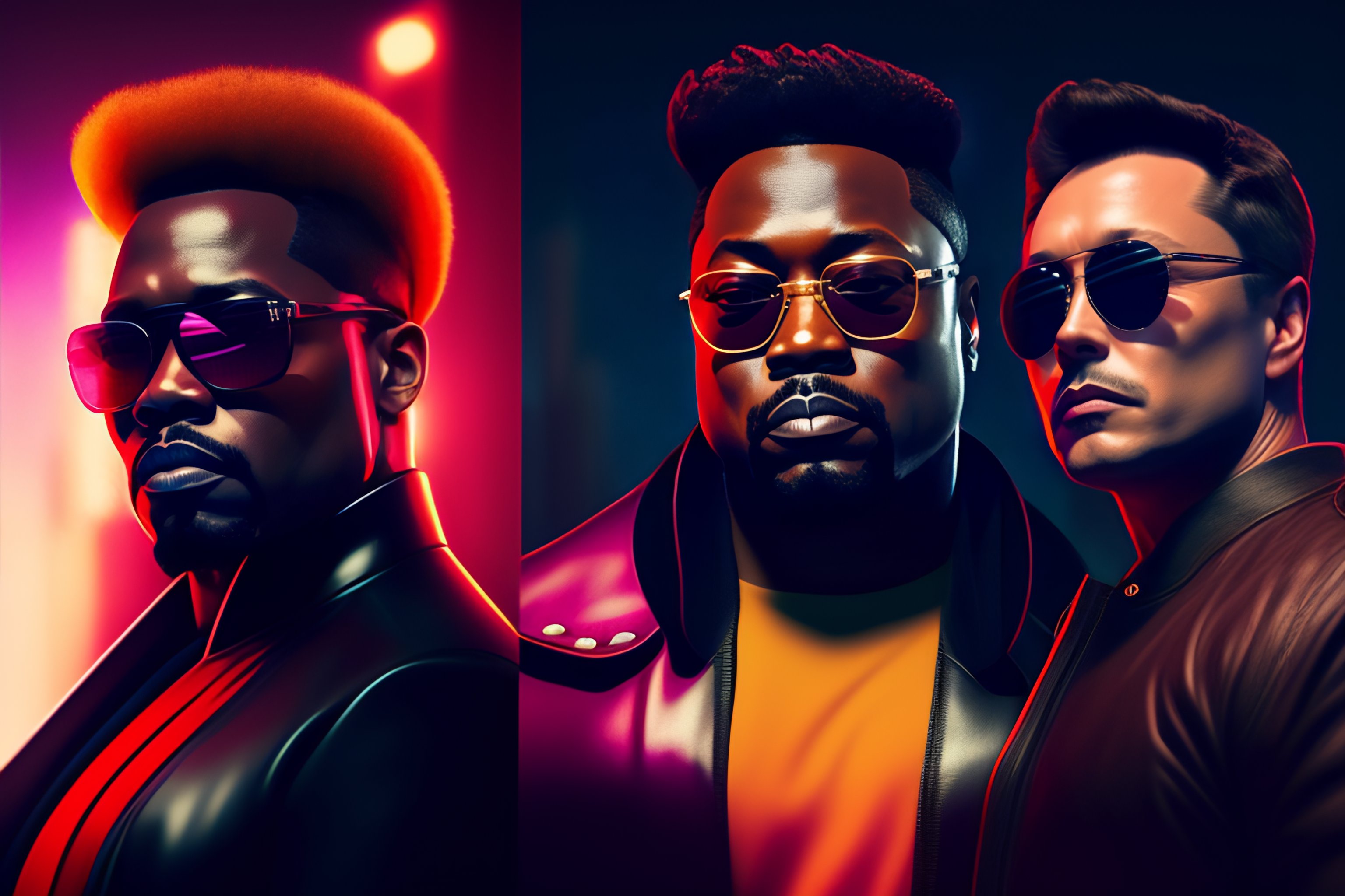 Lexica - Elon musk ,donald trump ,kayne west with sunglasses ,shiba inu ...