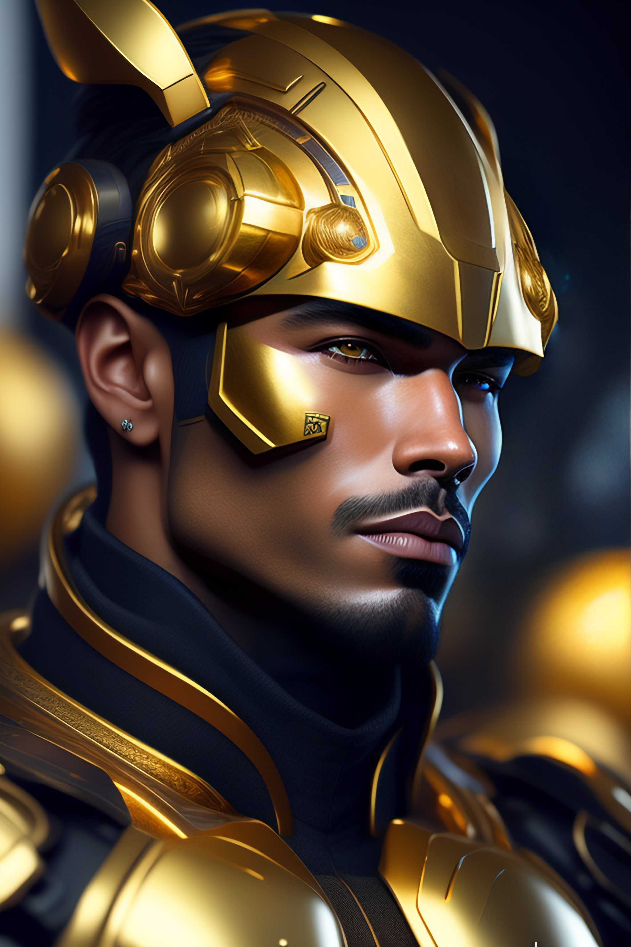 Lexica - Portrait painting of a cybernetic male pork with gold power ...