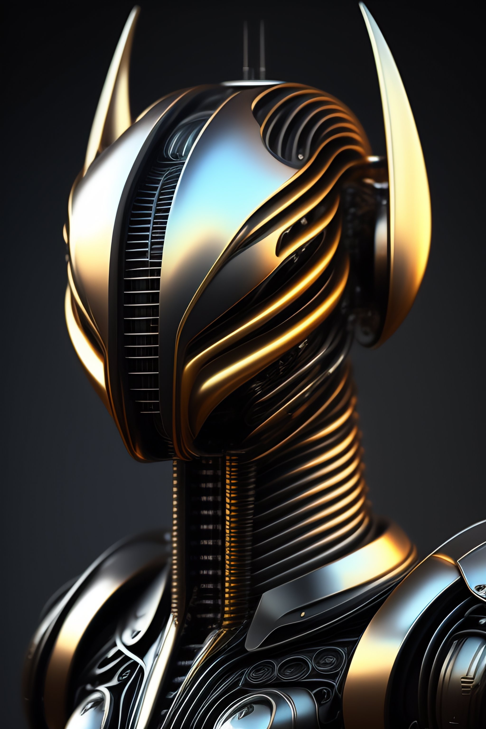 Lexica - Create a portrait of a robot in hans ruedi giger alien style