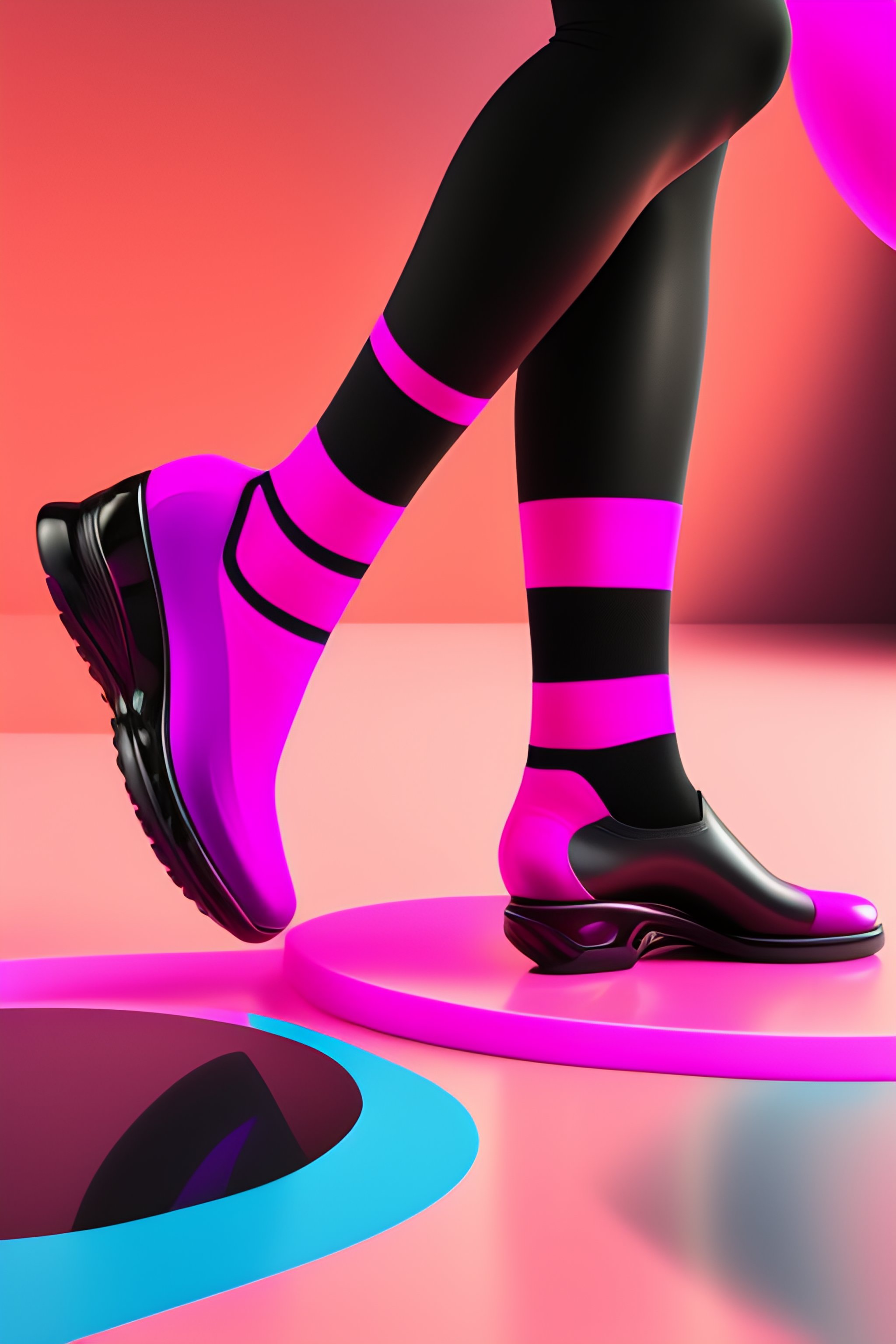 Lexica - Women setting show black and pink abstrat 3d socks color