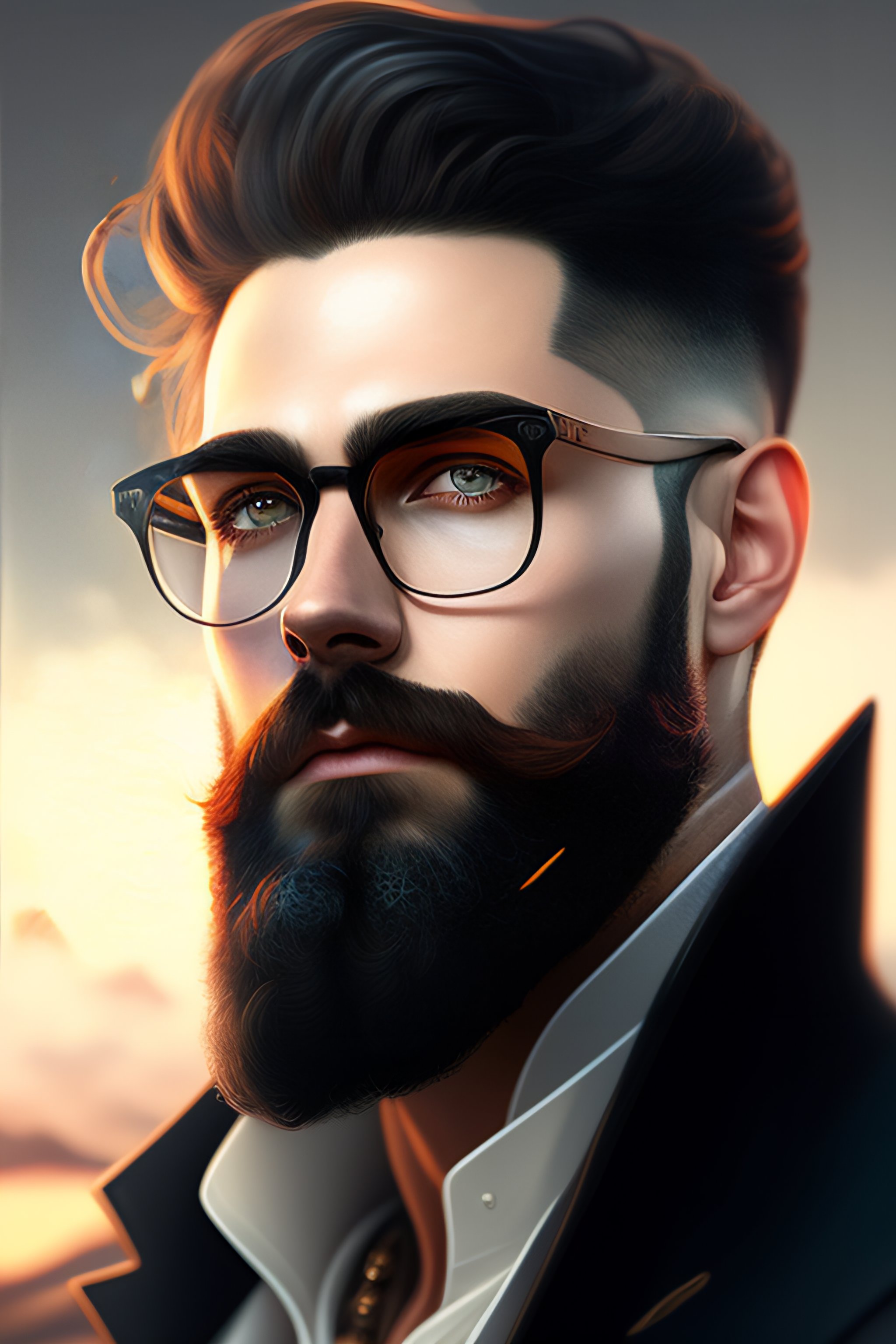 Lexica - A masterpiece portrait of a beautiful man with black beard and ...