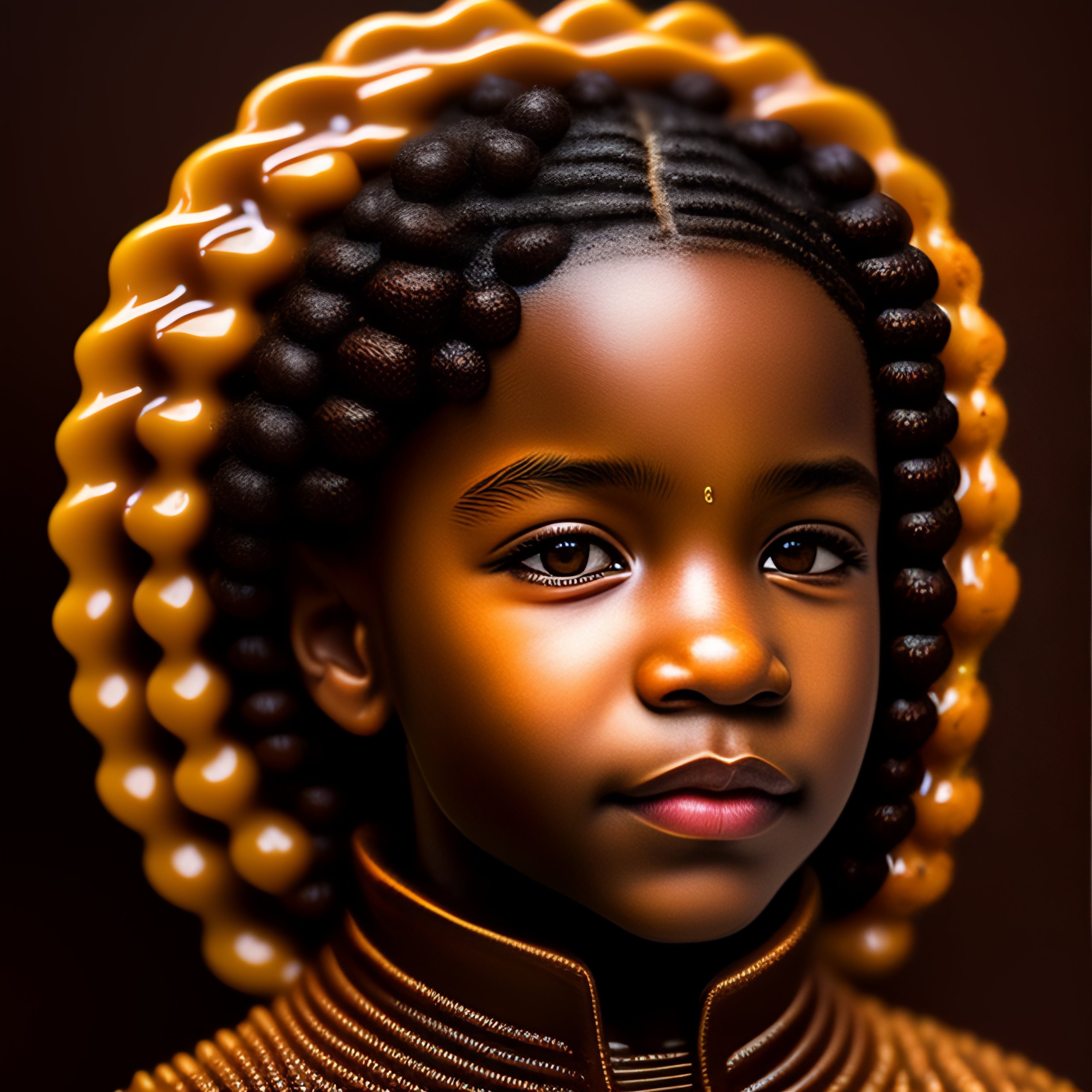 Lexica - Intricate portrait of black kid with curly braids, carved ...