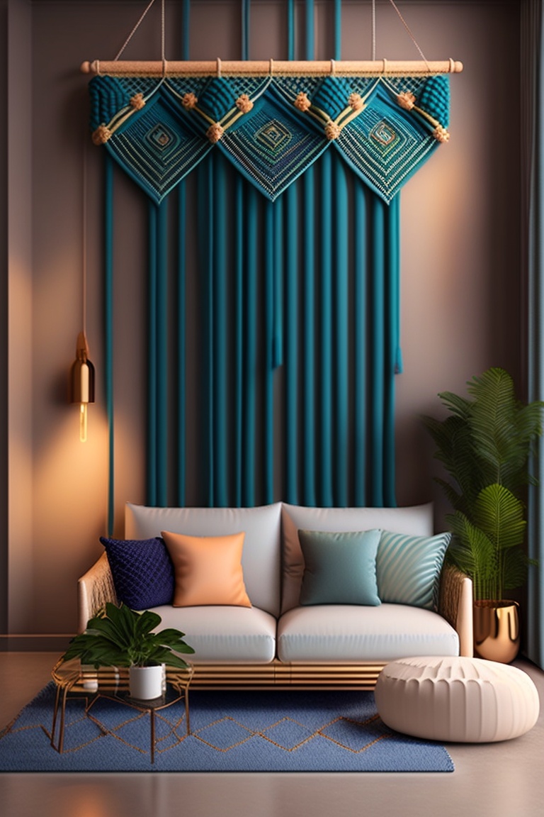 Lexica - Beautiful big macrame wall hanging, ultra hq photo, matte ...