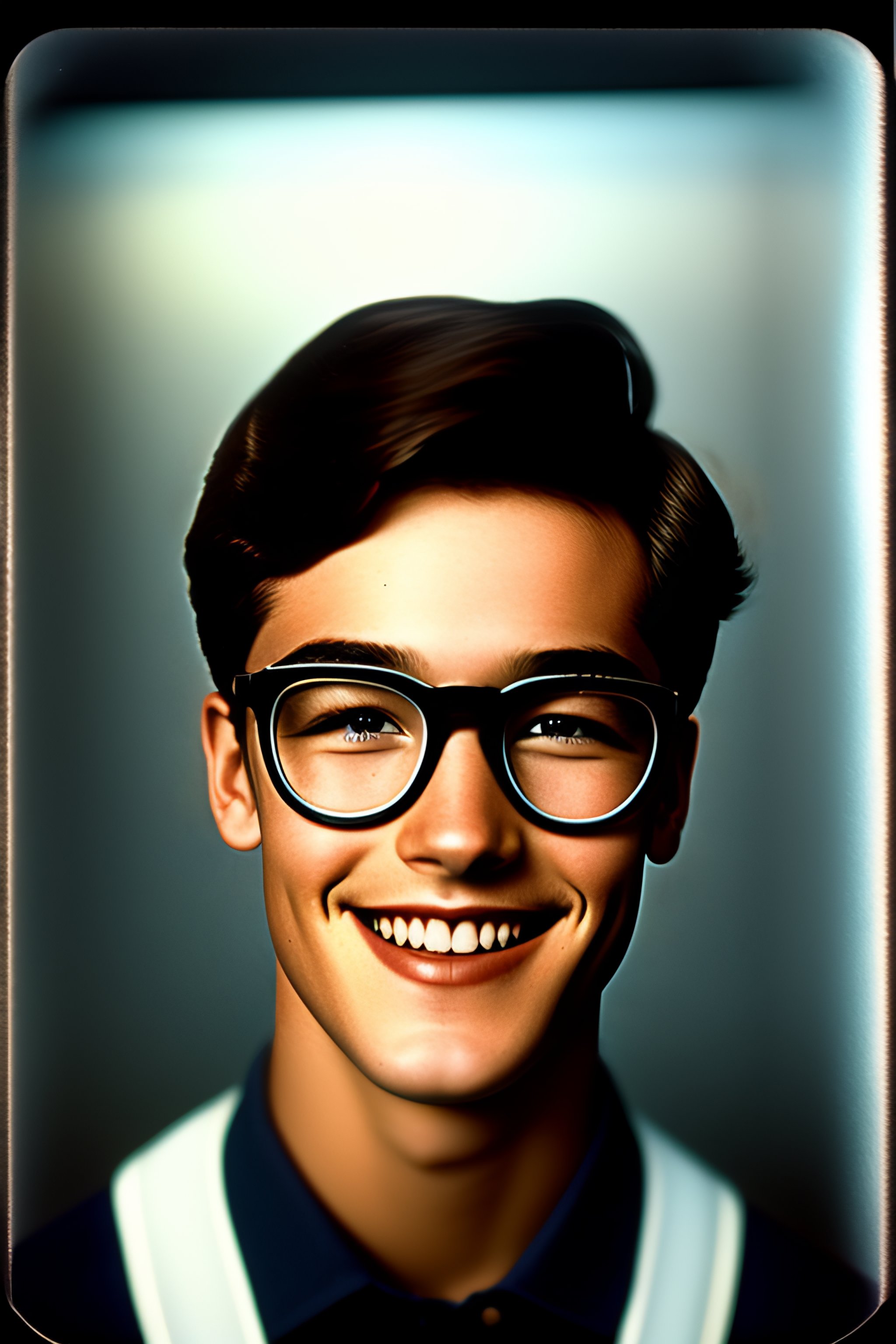 Lexica - 1984 Polaroid portrait of a nerd man with bad acne, thick ...