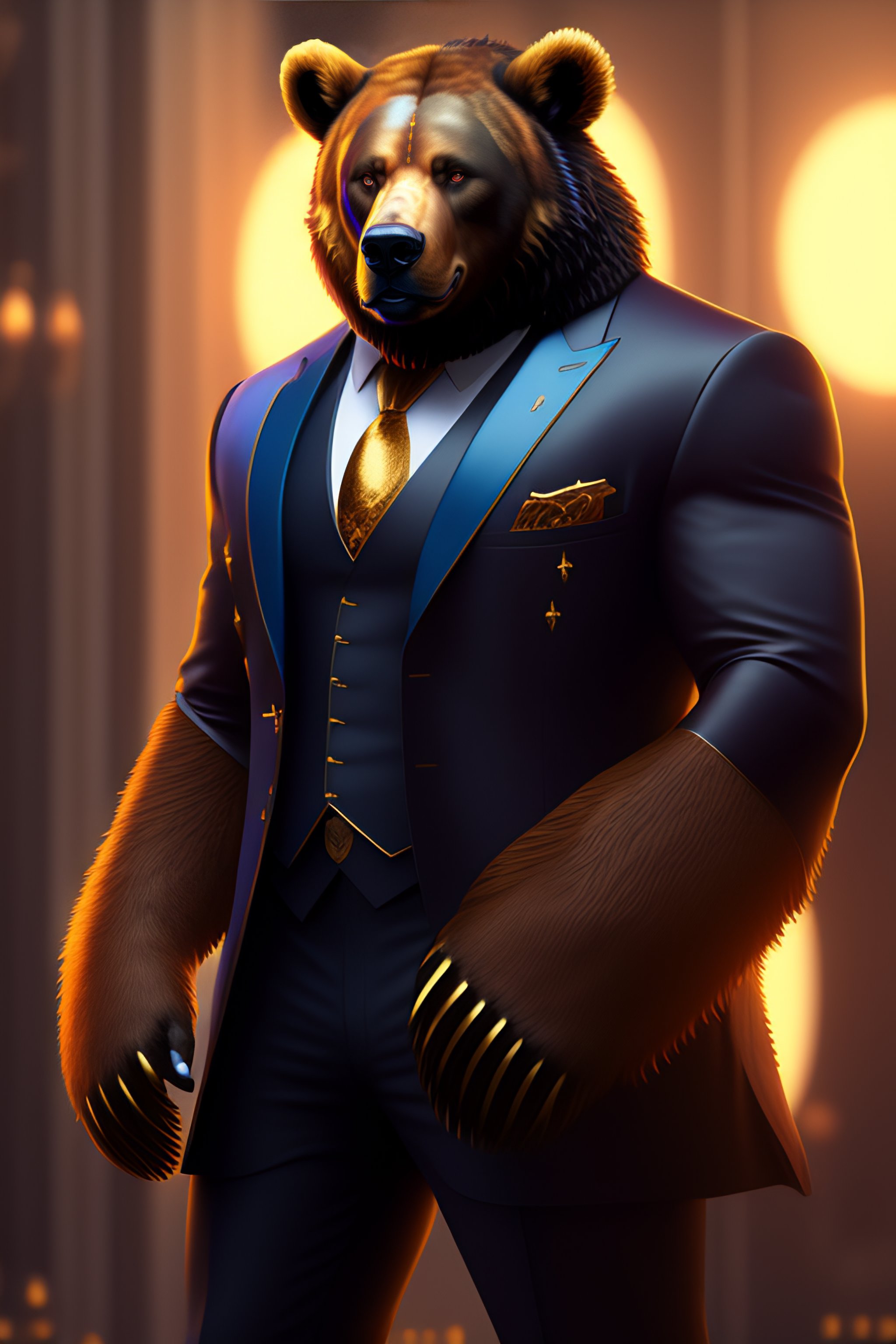 Lexica - Anthro furry humanoid grizzly bear with bull horns, bitcoin ...