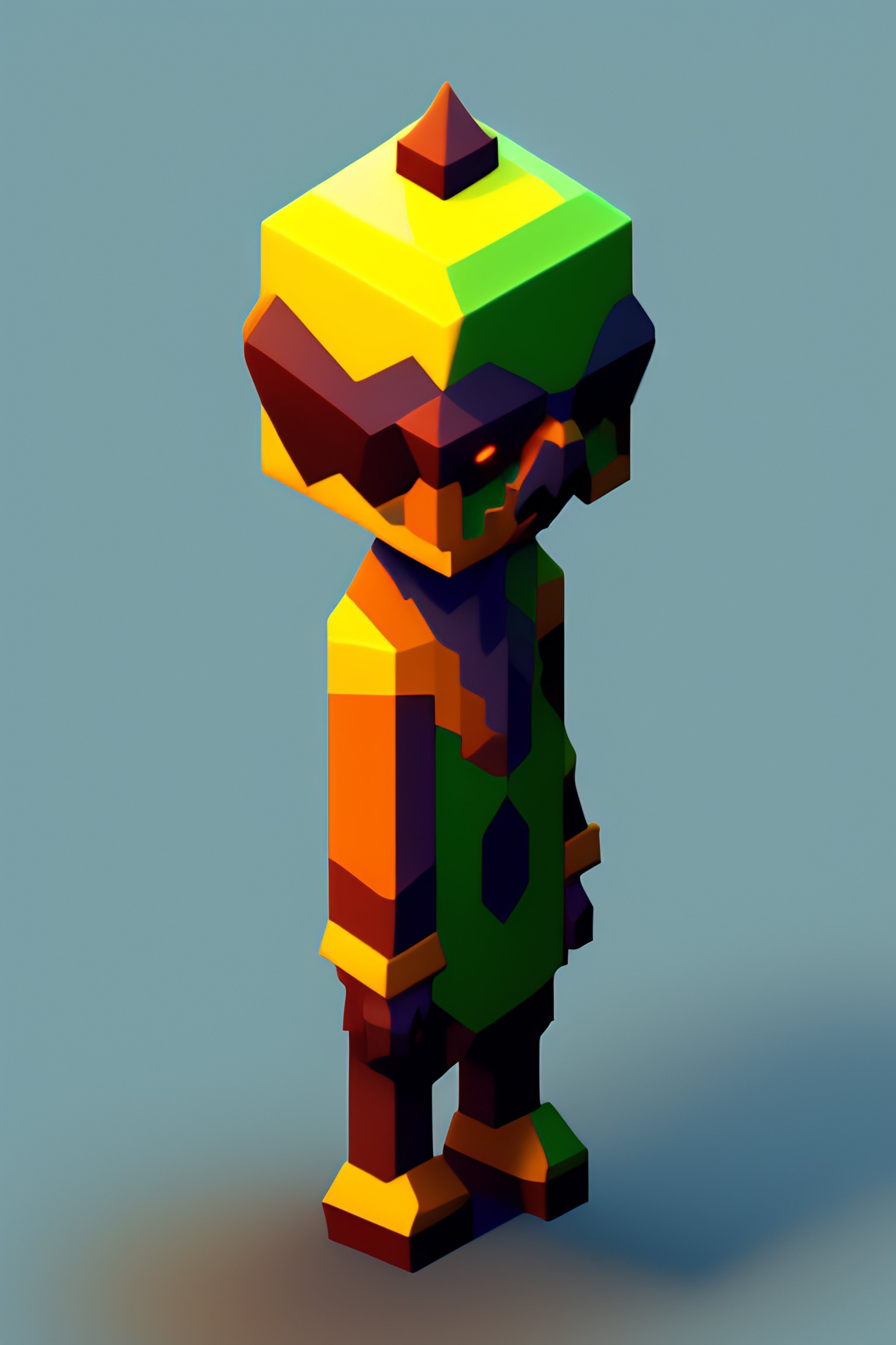 Lexica - Isometric render of a pale zombie character sprite, low poly,
