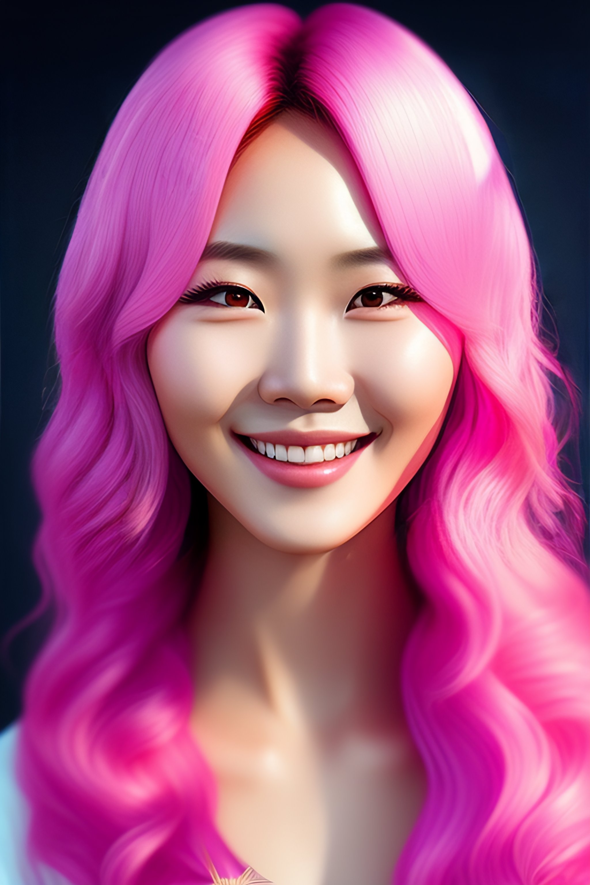Lexica - Portrait of an korean anime character hyper realistic pink ...