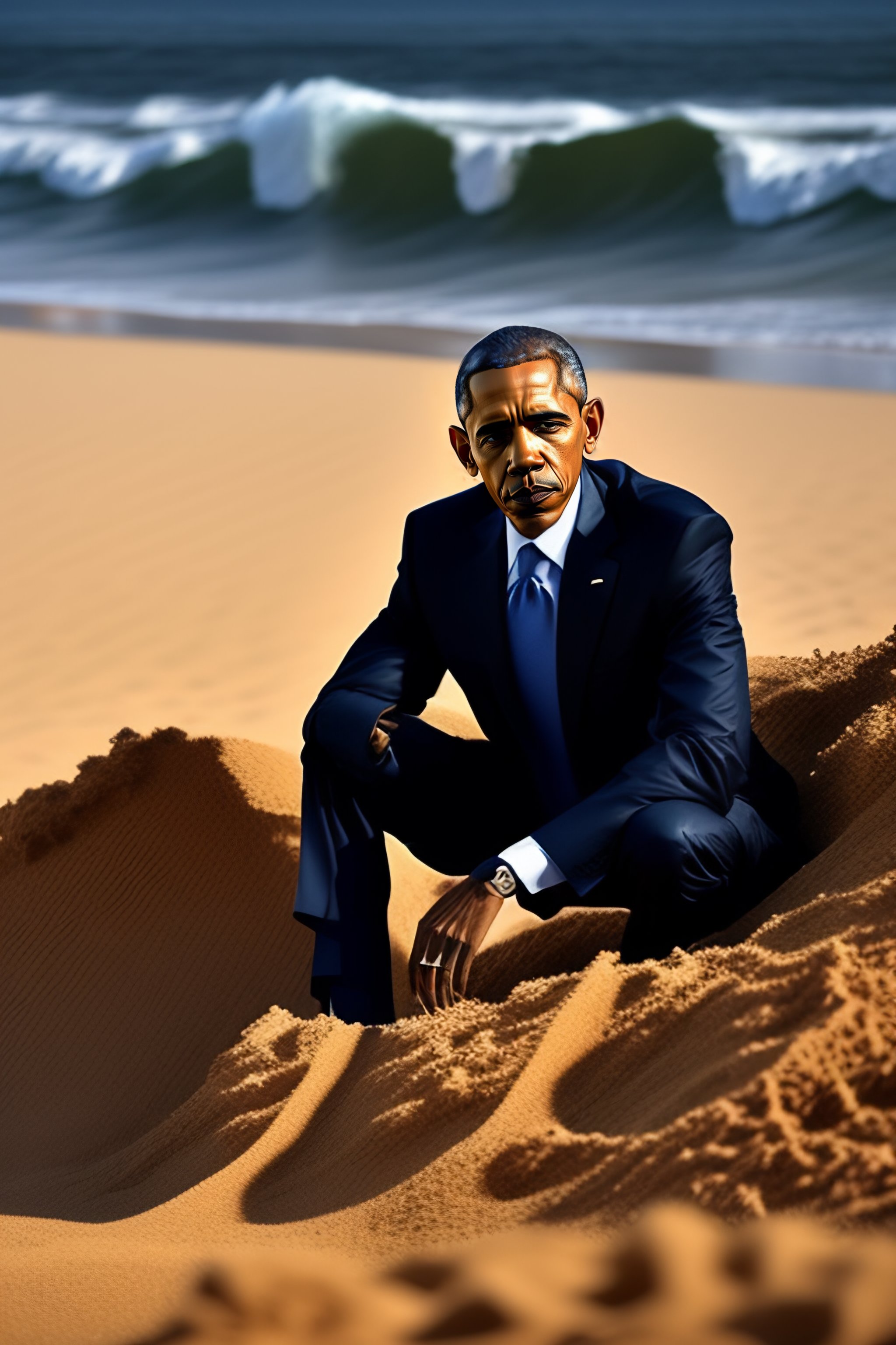Lexica - Barack Obama on the sand