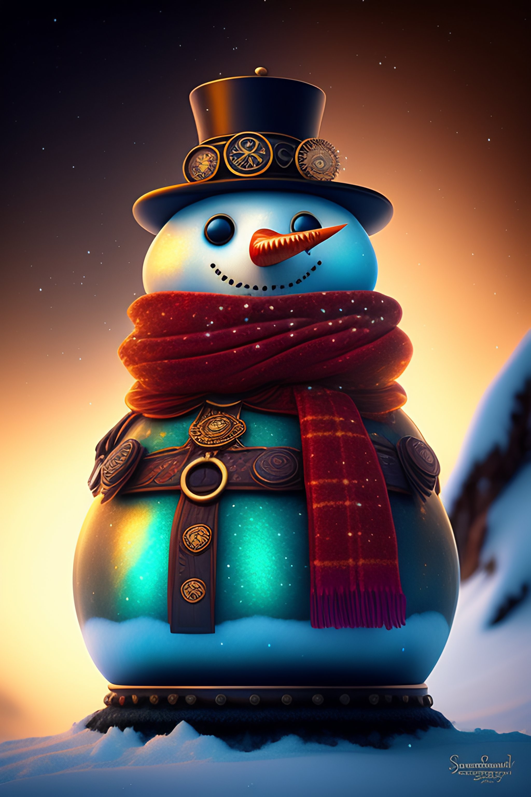 Lexica - Mysterious steampunk snowman highly detailed digital painting ...