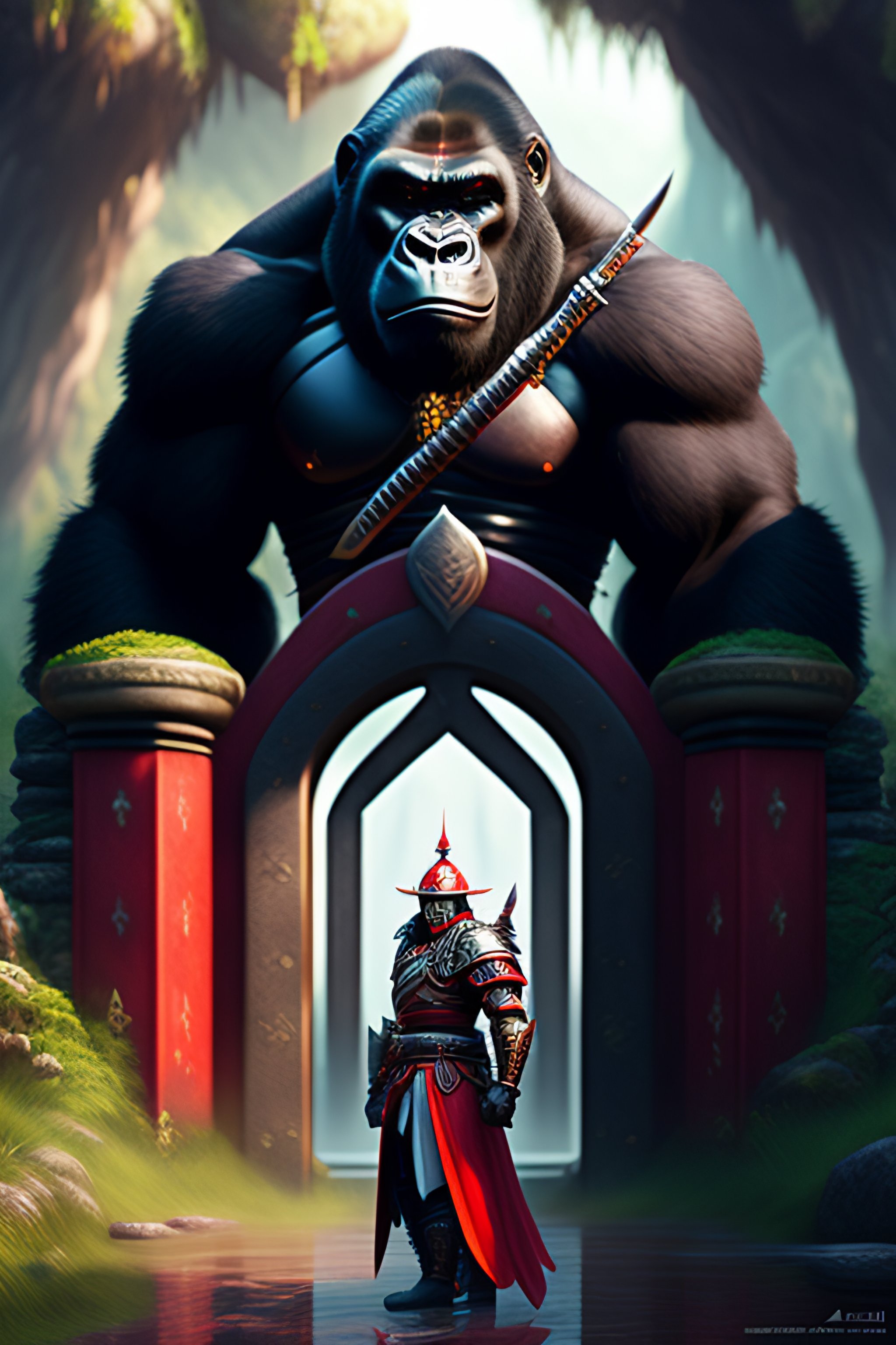 Lexica - A highly detailed matte painting of a Gorilla Samurai in full ...