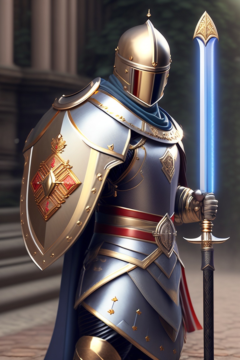 Lexica - A courageous knight in shining armor, wielding a mighty sword ...
