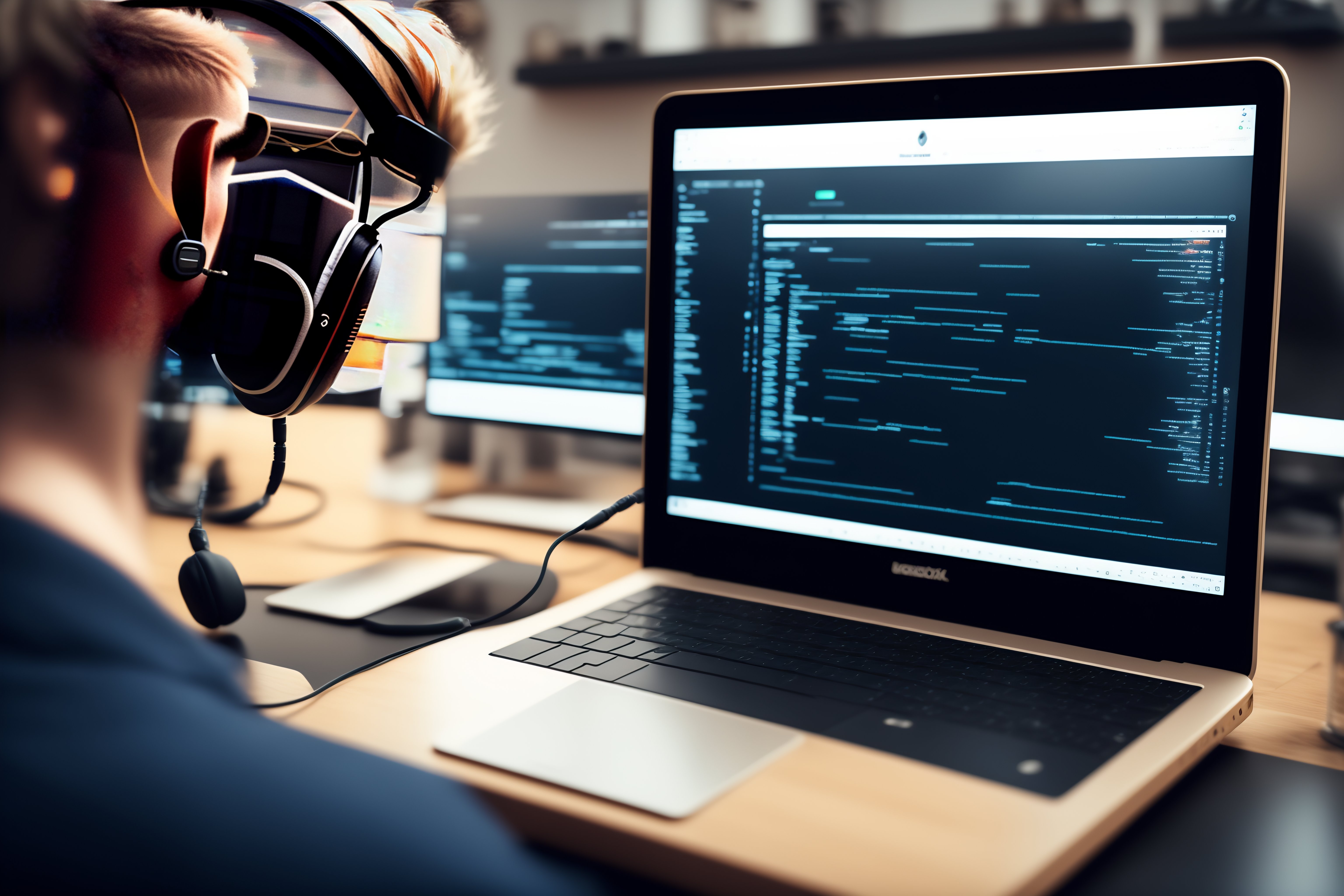 Lexica - Hipster programers working on laptop, code in screen ...