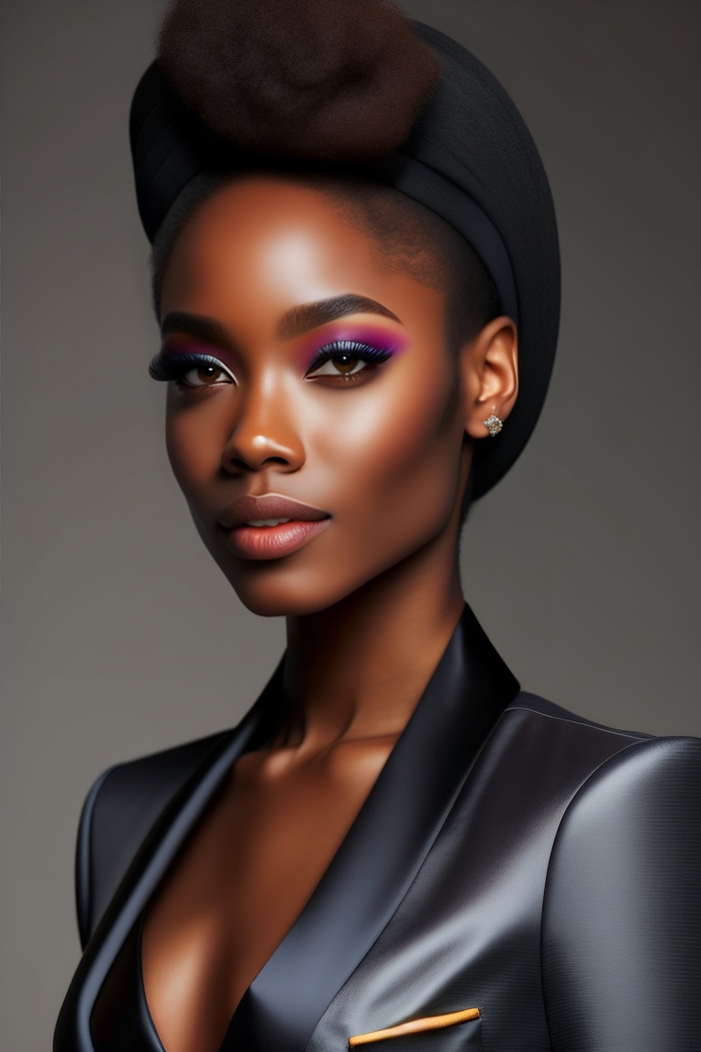 Lexica - Black model, white background, general plane, beautiful