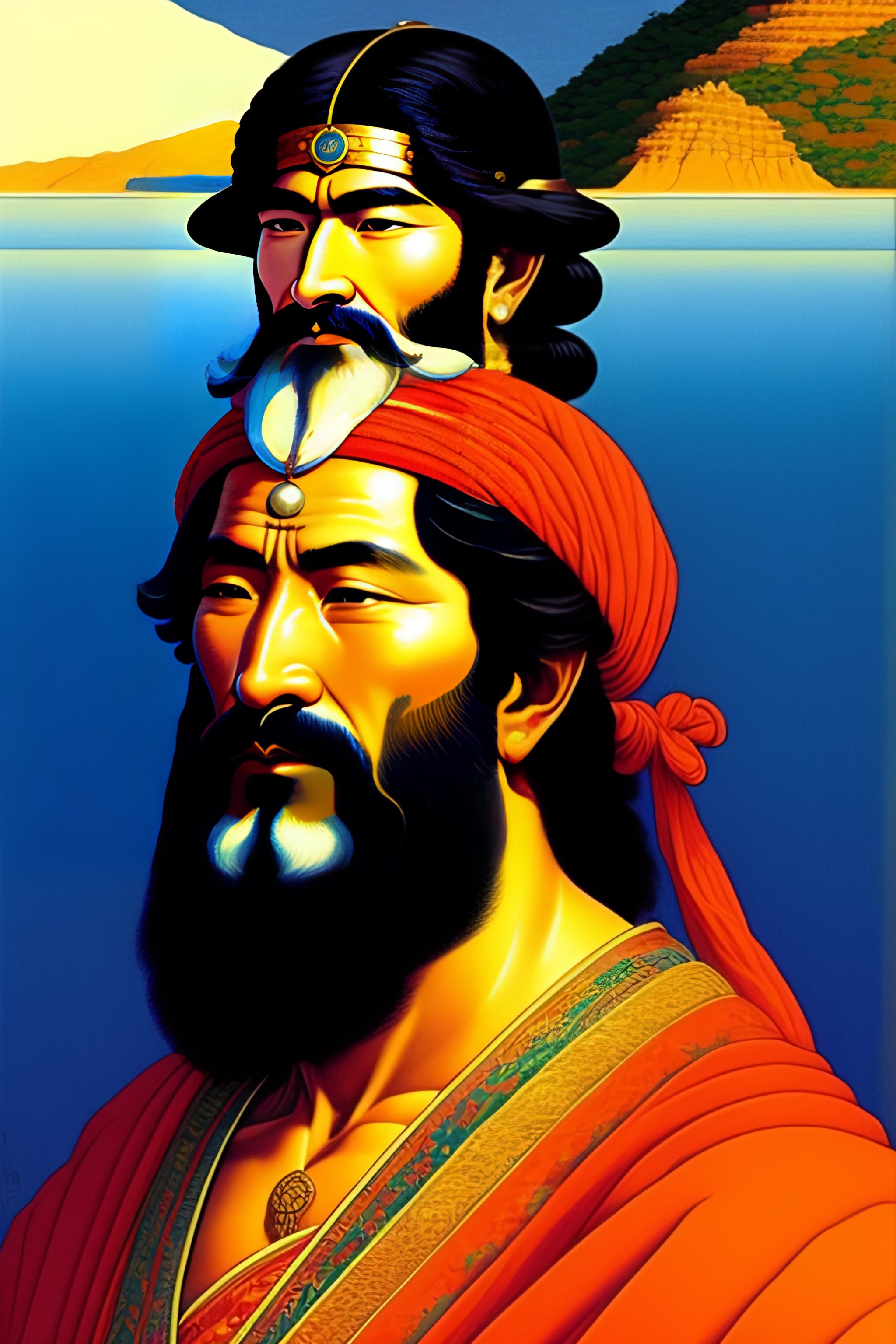 Lexica - A colorful closeup portrait of a greec prophet, by kawase ...