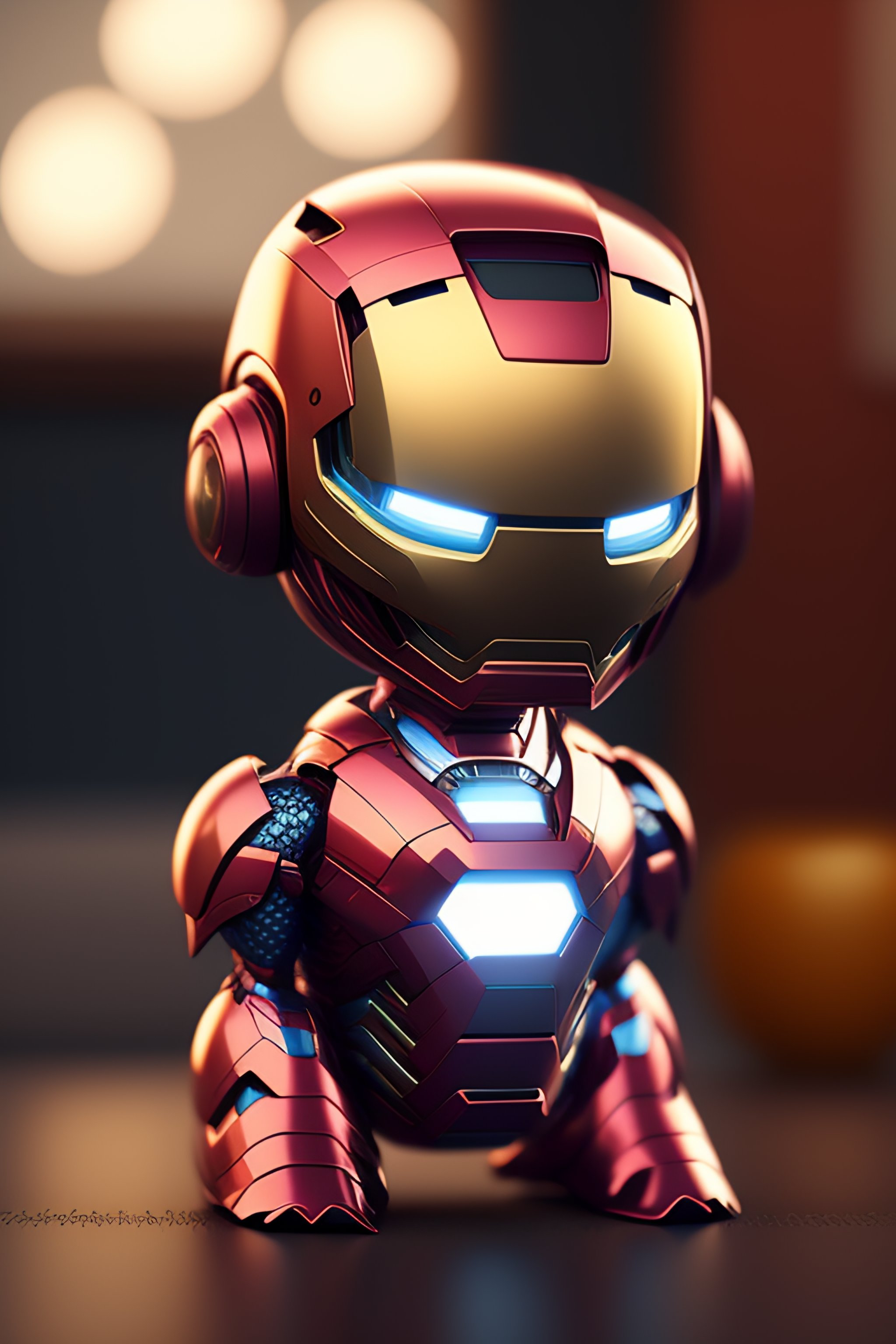 Lexica - Cute small humanoid Ironman sitting in front of laptop ,unreal ...
