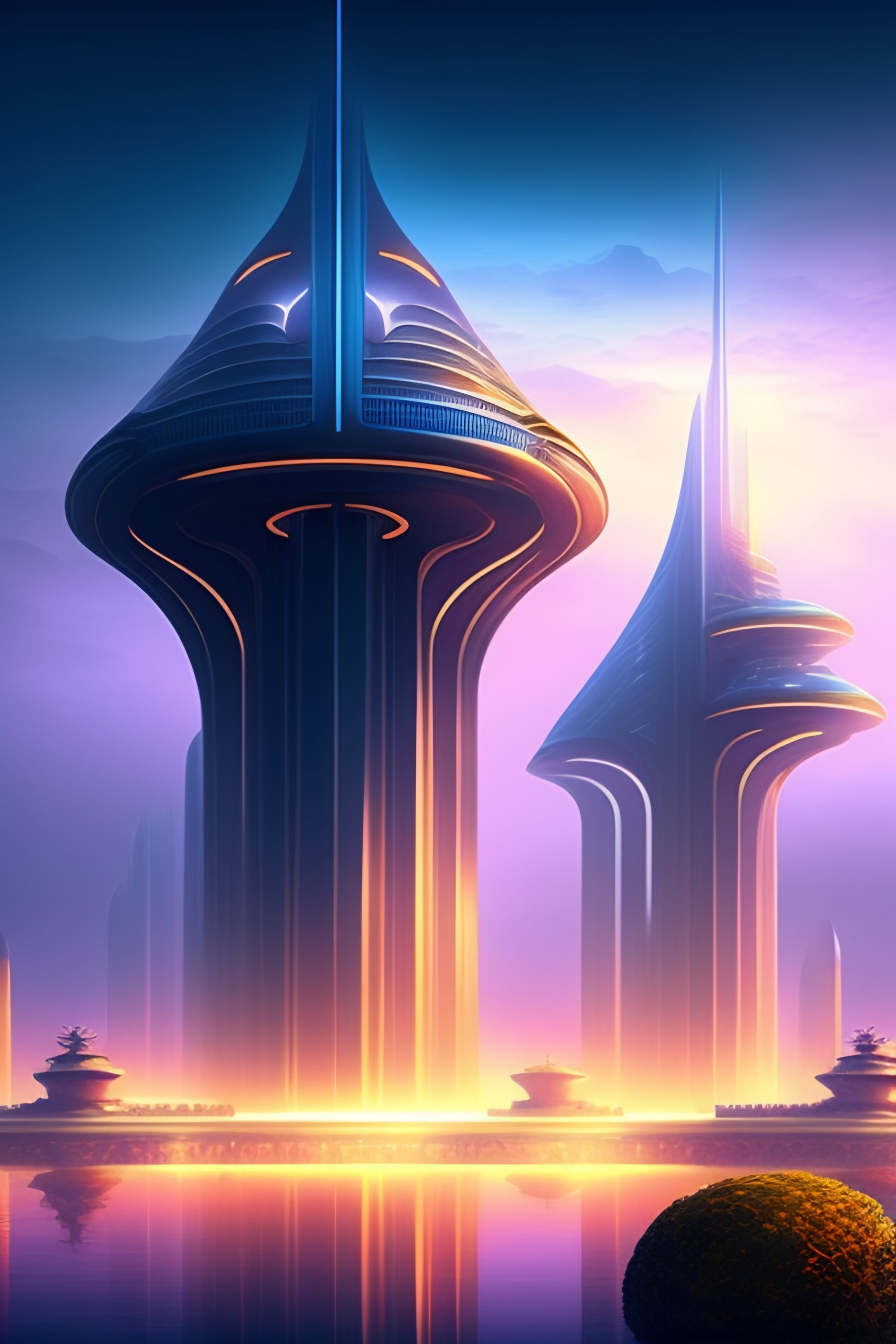 Lexica - Mystical ethereal tropical atlantis city futuristic buildings ...