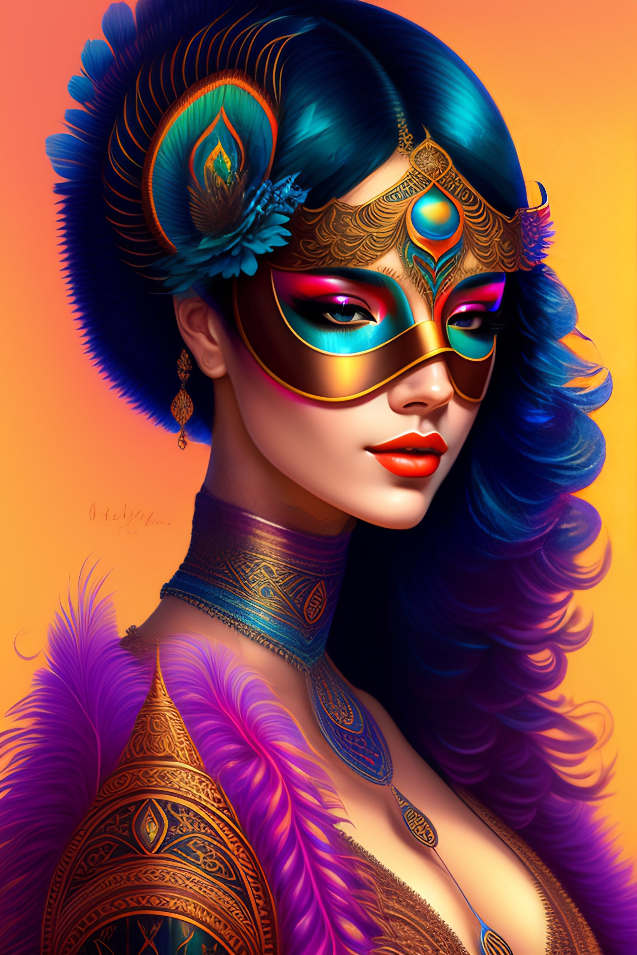 Lexica - Centered detailed portrait of a masked woman wearing a ...