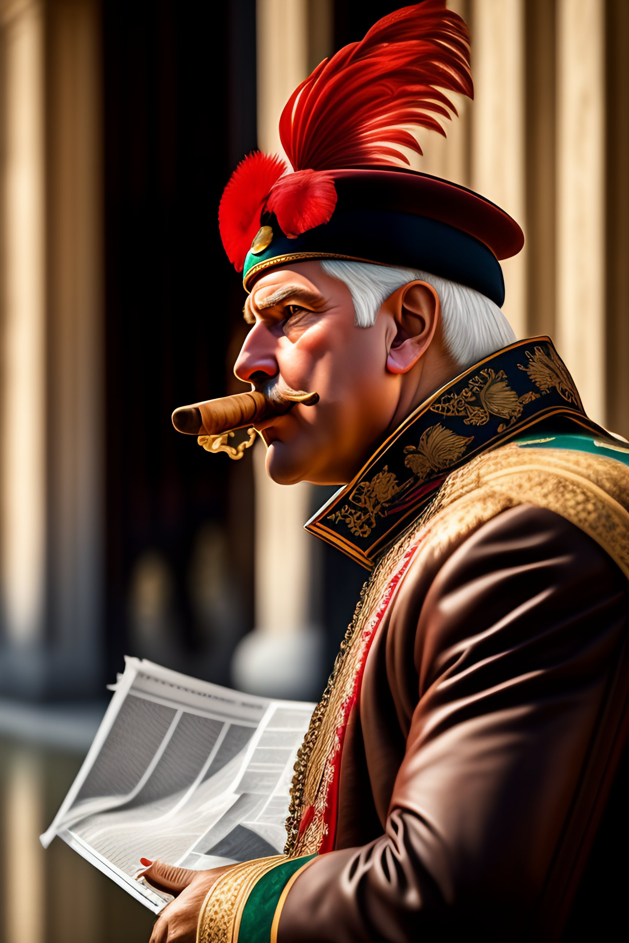 Lexica - A rooster smoking a cigar while reading the newspaper while ...