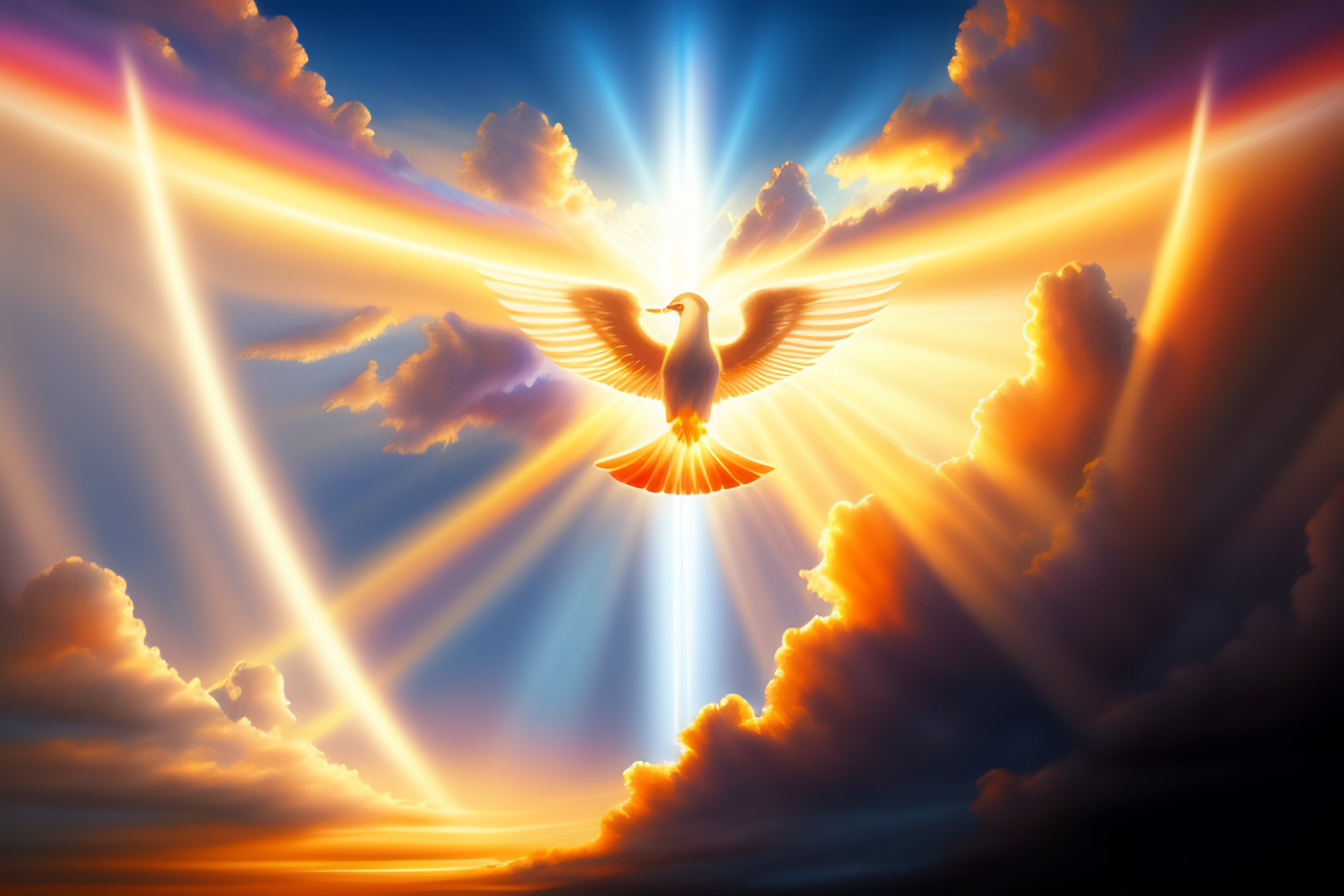 Lexica - Horizontal background, with clouds, splendor, angelic, rays of ...